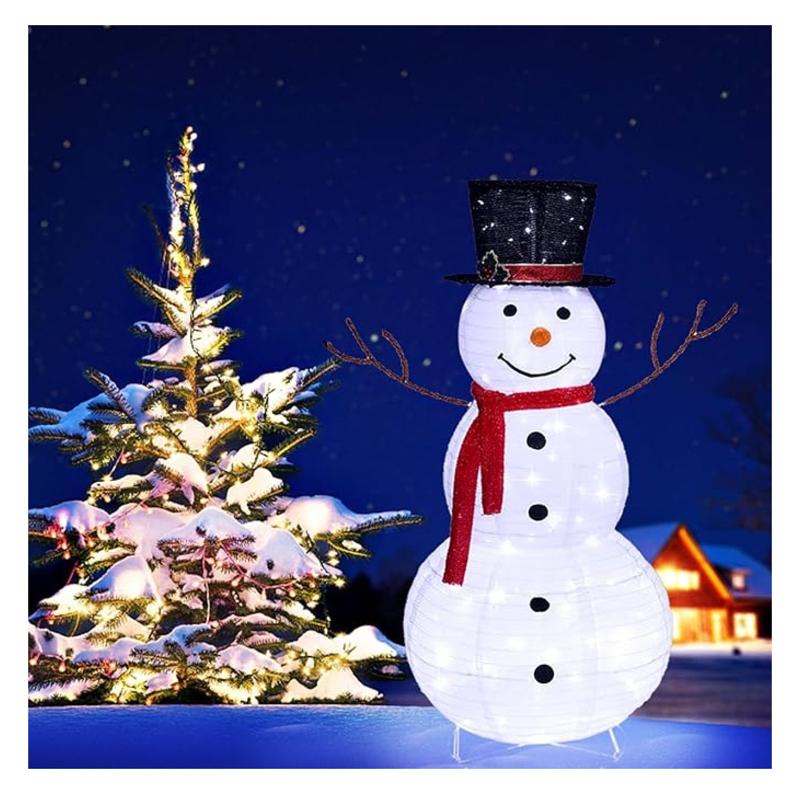 Noeteard Outdoor Christmas Decorations 4ft Lighted Snowman, White ...