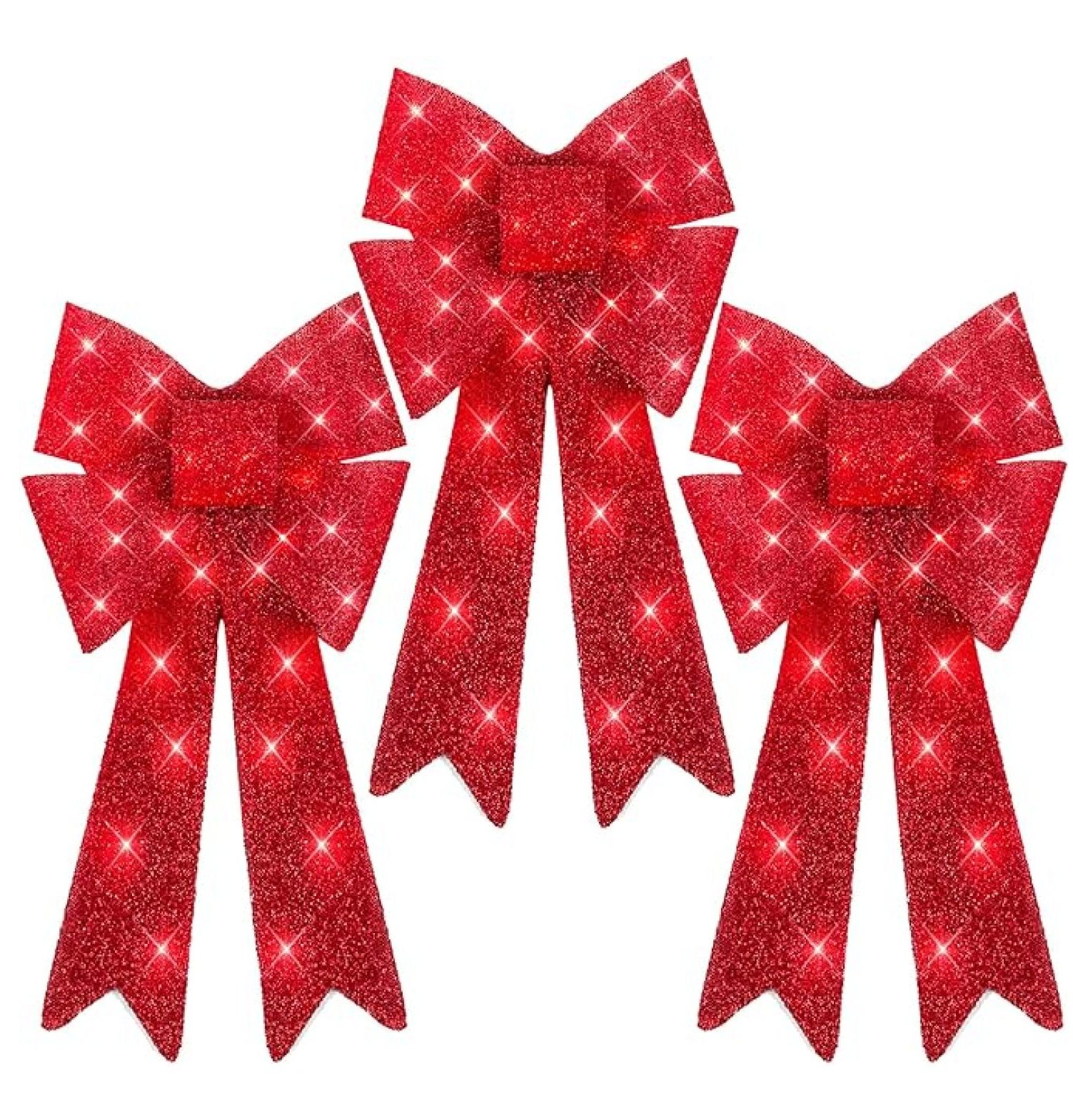 Noeteard Set of 3 Bows Pre-Lit Christmas Bow Decoration, Indoor/Outdoor ...