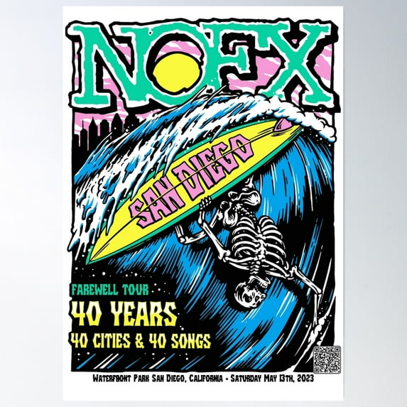 Nofx - 40 Years Of High-Voltage Punk Rock Poster Wall Art, Modern Wall Decor, 12x18 UNFRAMED ...