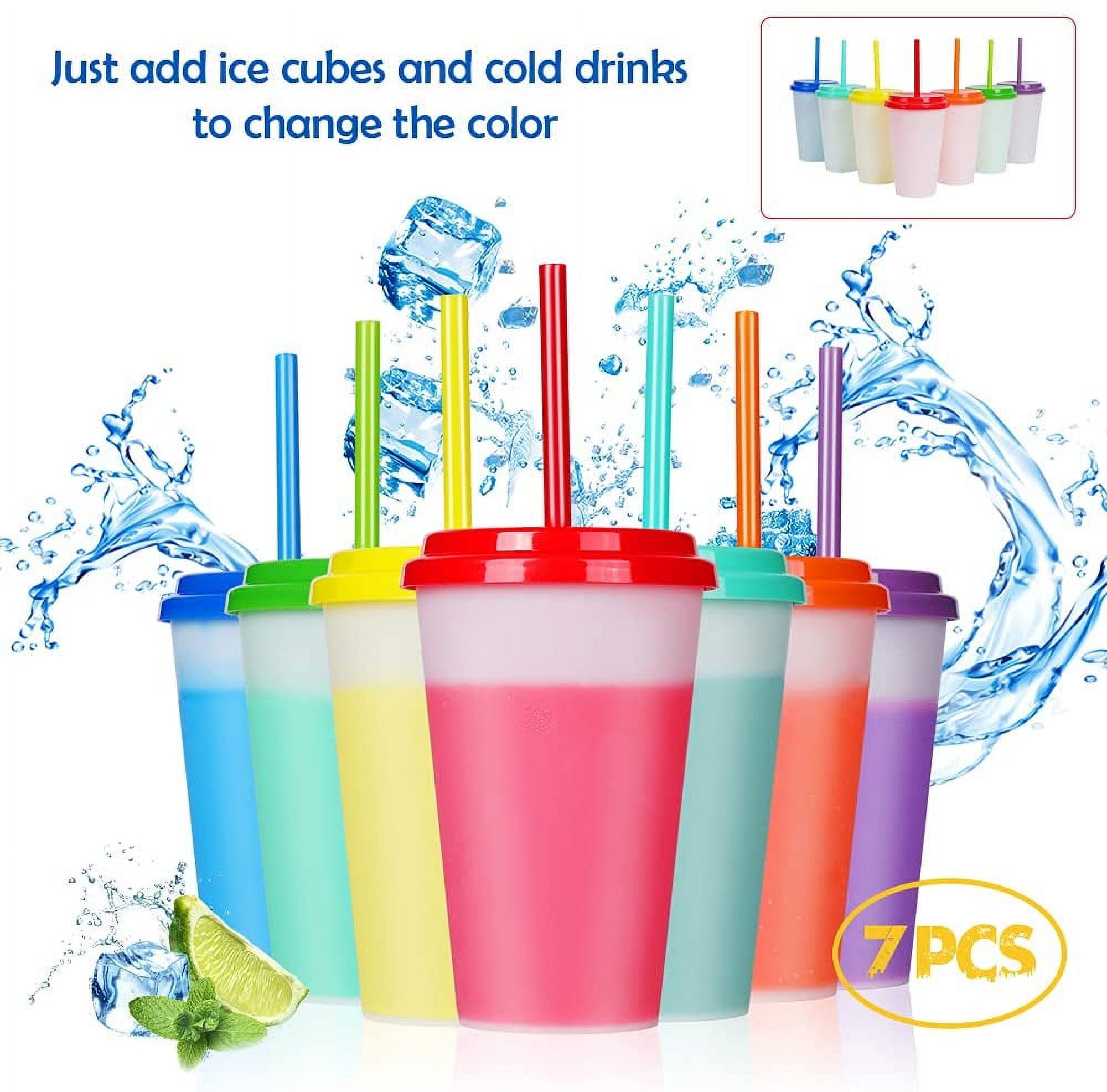 Nogis Colour Changing Cups Tumblers with Lids & Straws - Reusable ...