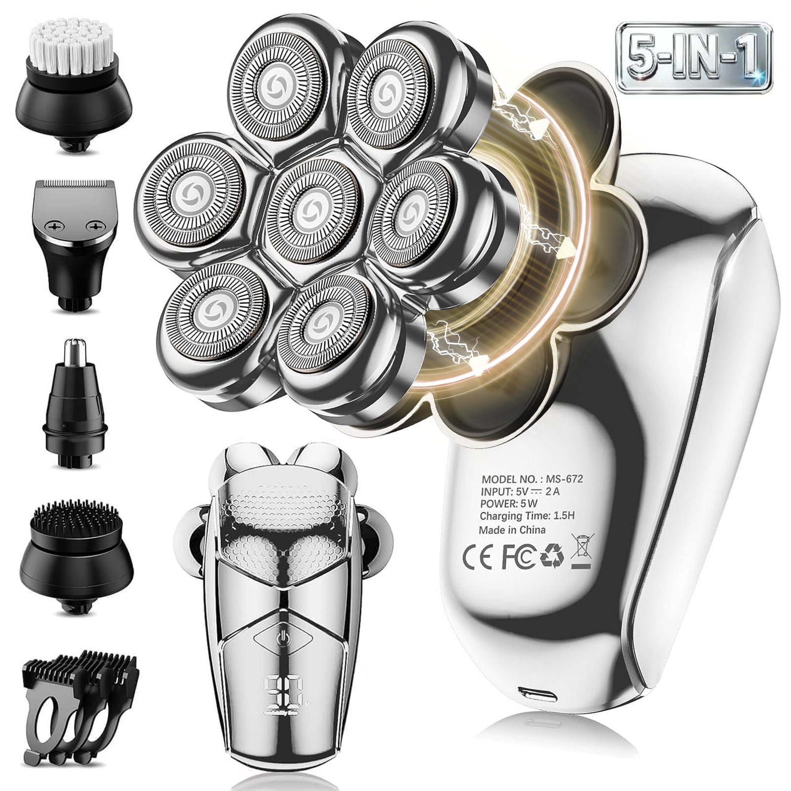 Nogroa Head Shavers for Bald Men, Magnetic Electric Razor, 7D Rotary ...