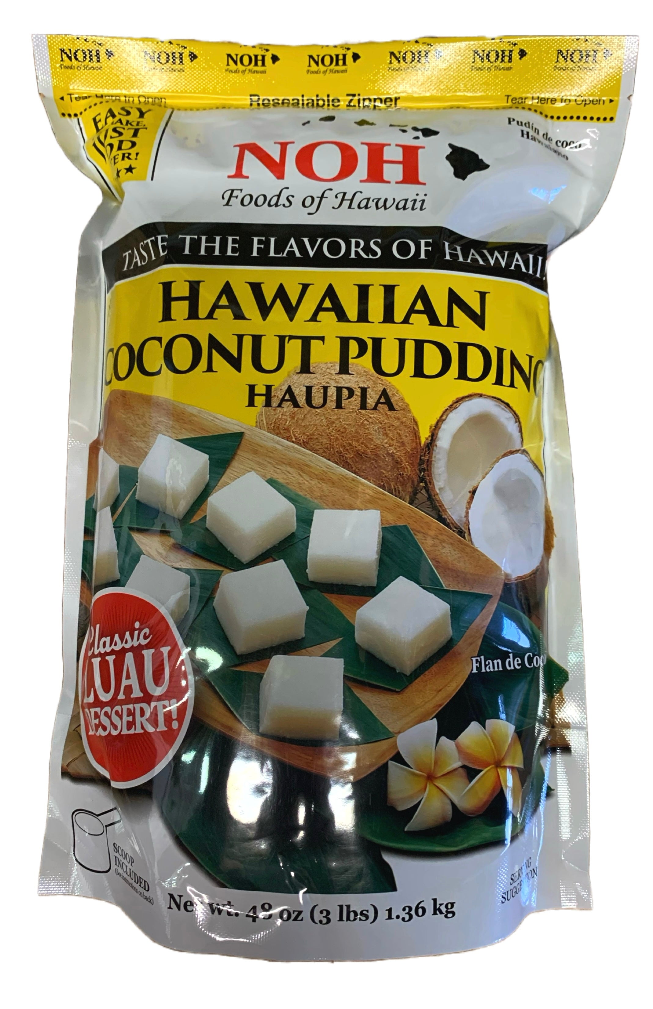 Noh Hawaiian Coconut Pudding Haupia 3 lb (48 oz) Bag - Traditional Luau ...