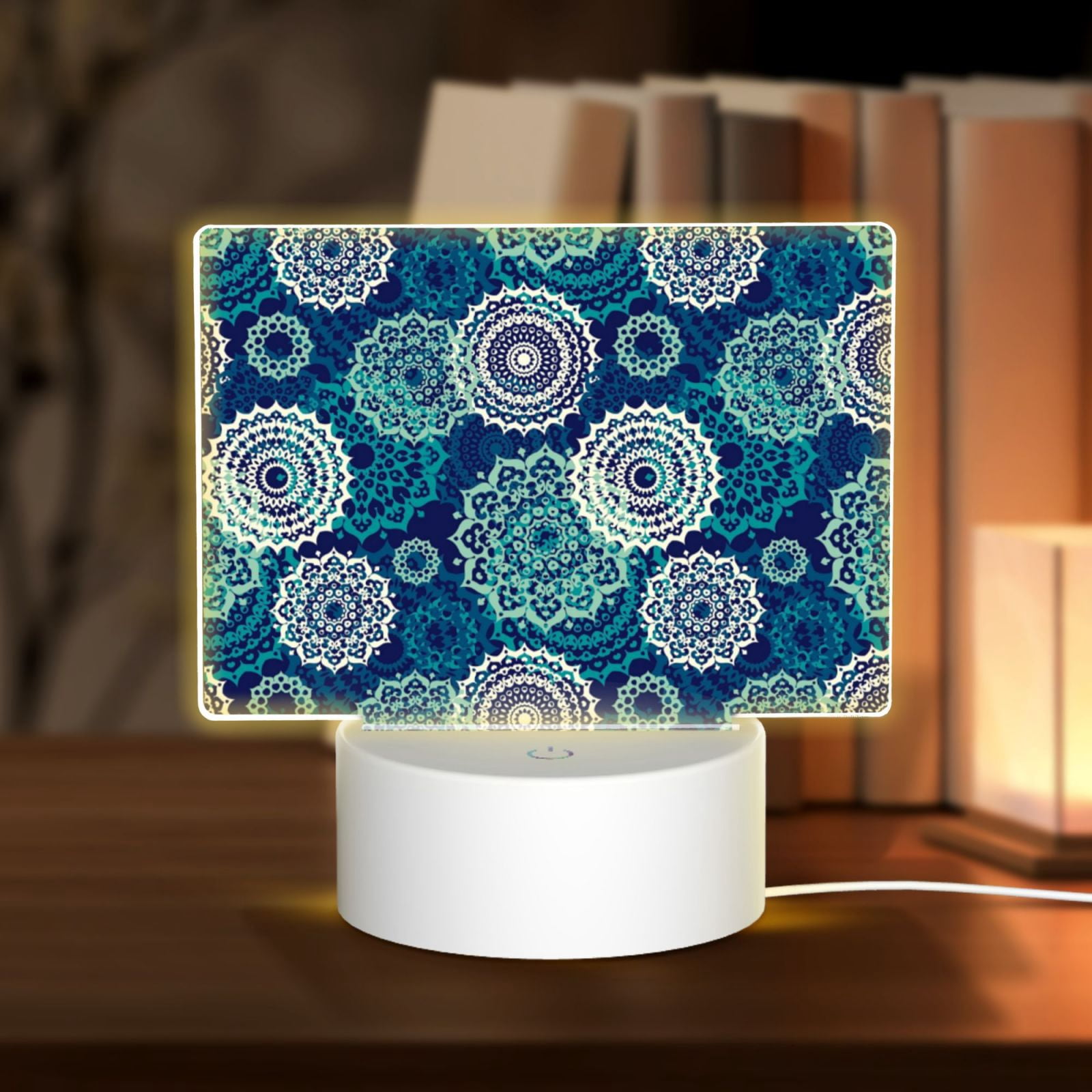 Noikeo Bohemian Mandala Pattern Acrylic Night Light, Rectangle Acrylic ...