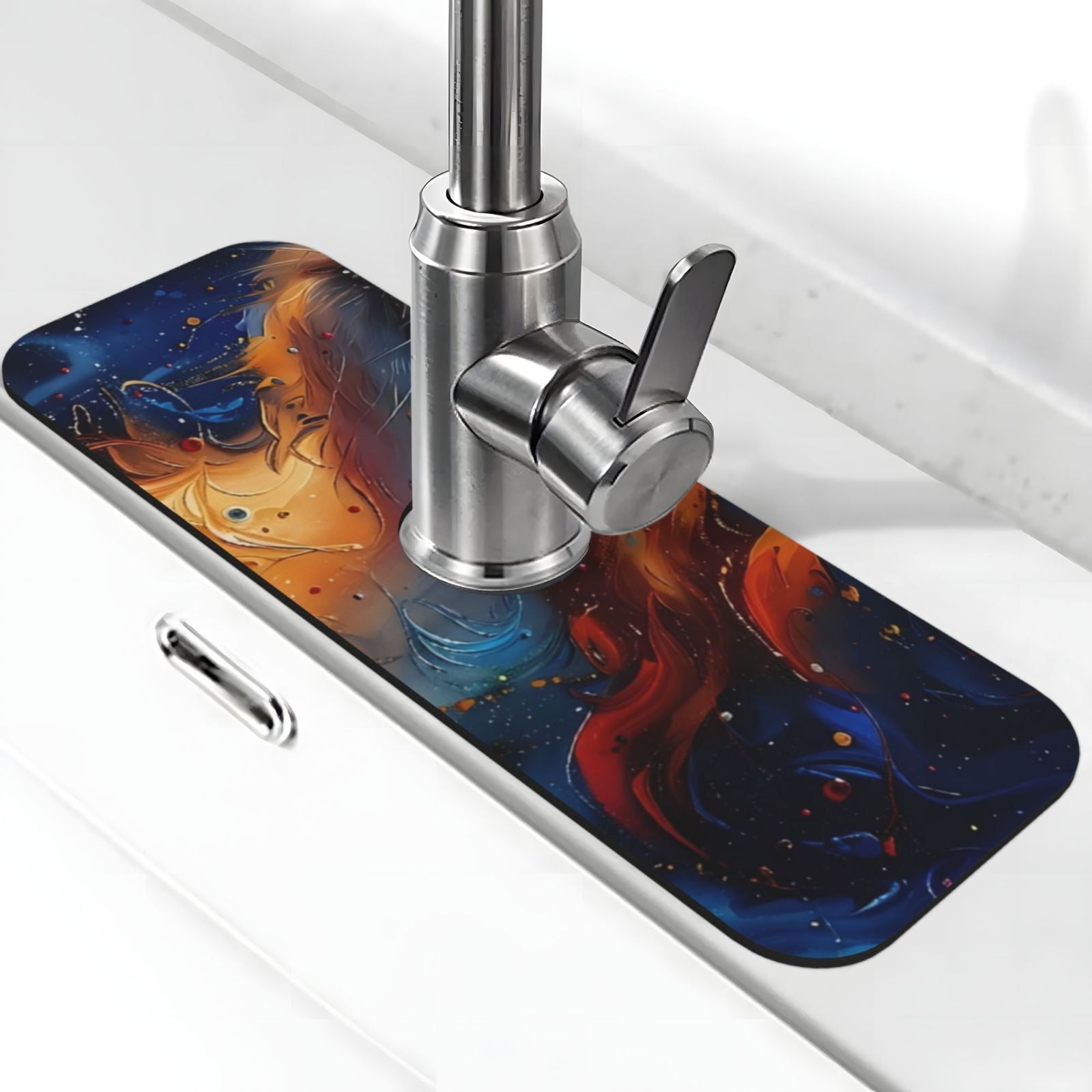 Noikeo Cosmic Dog Starry Night For Faucet Mat for Kitchen Sink, Sink ...