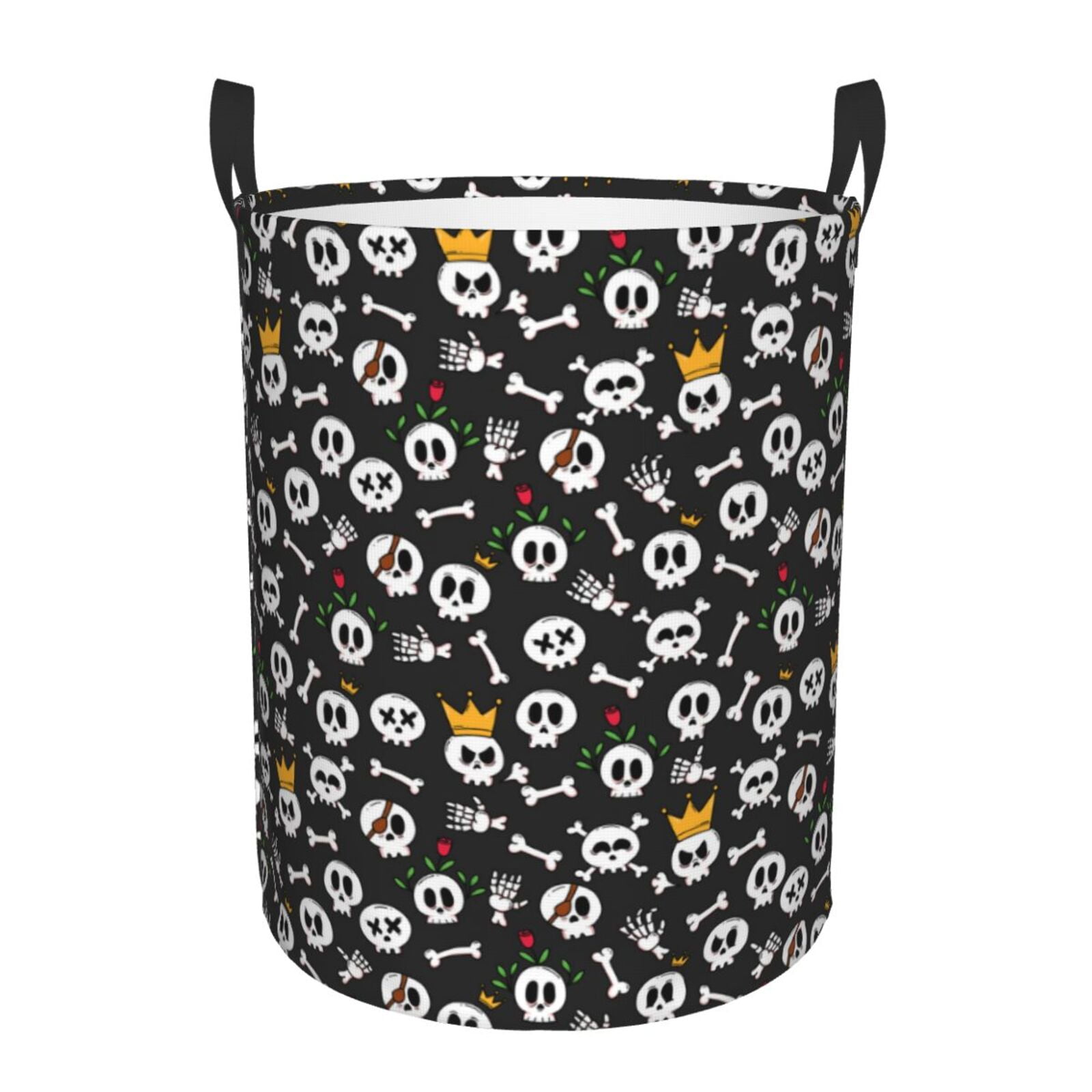 Noikeo Cute skull Print Laundry Baskets Hamper with Handles,Circular ...