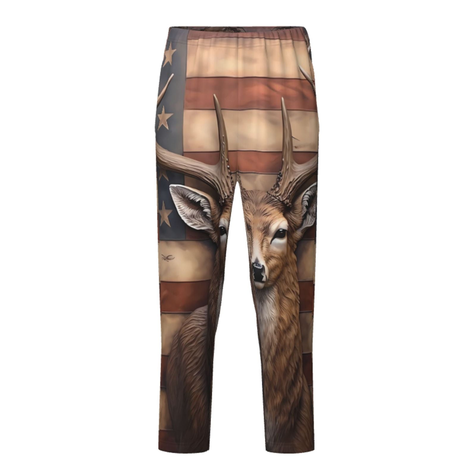 Noikeo Deer American Flag Wall Print Soft Pajamas Pants for Boys ...