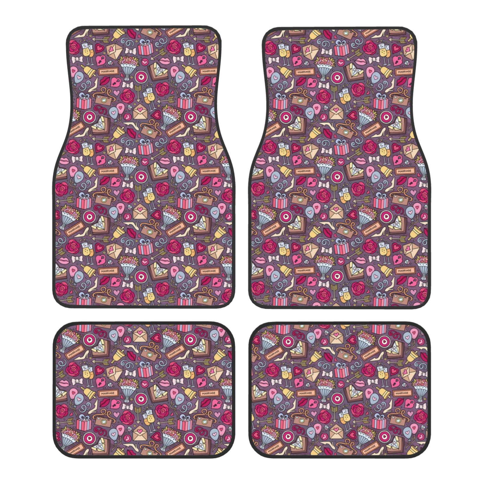 Noikeo Doodles Wedding for 4-Piece Floor Mats, Custom Fit Car Mats All ...