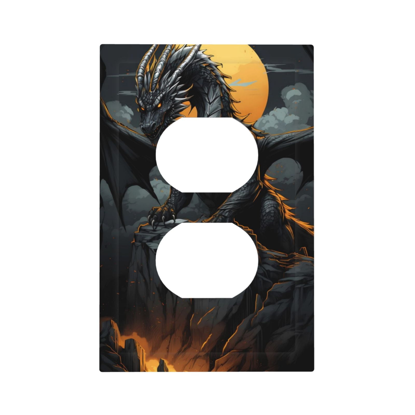 Noikeo Full Moon Black Dragon Pattern Electrical Outlet Covers-Electric ...