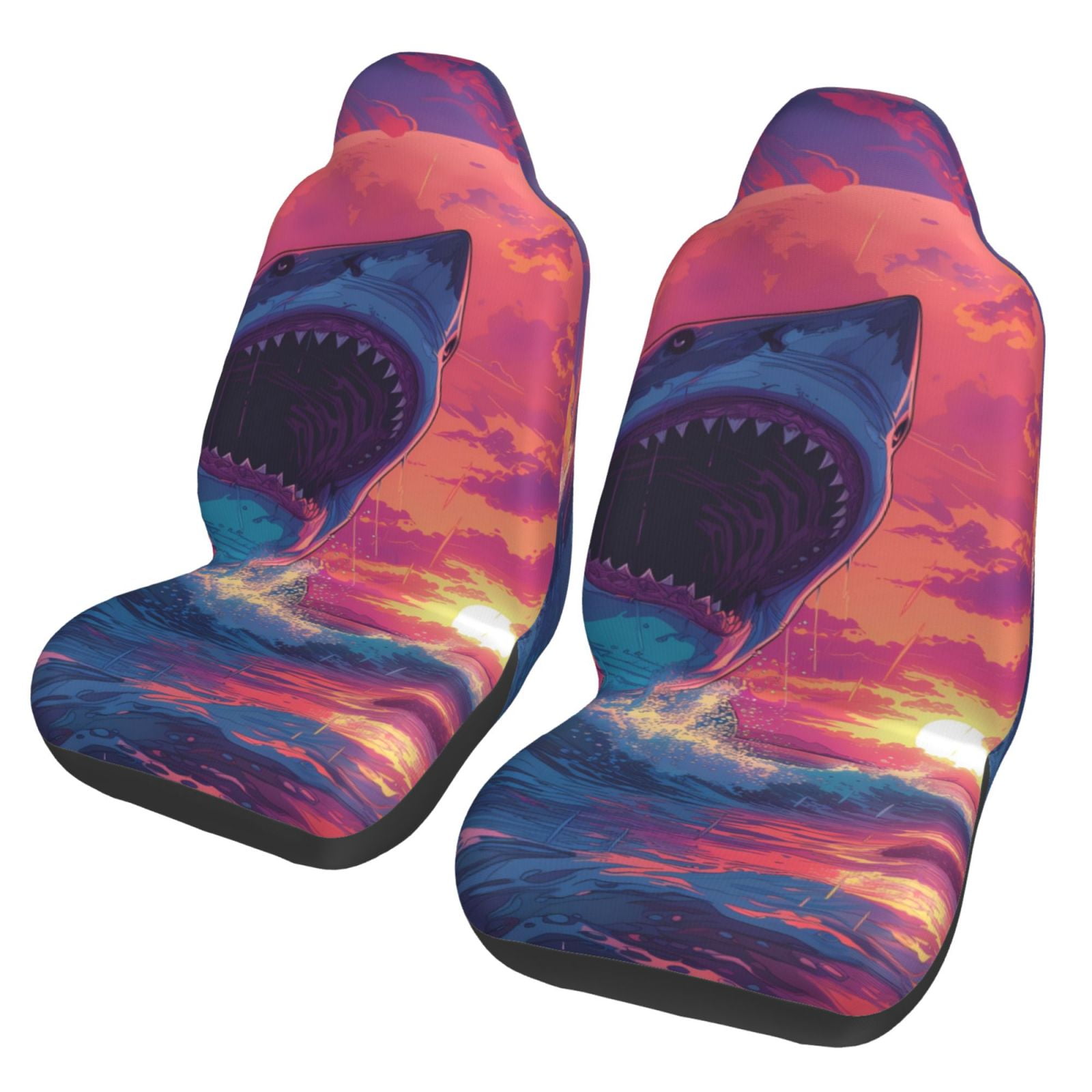 Noikeo Hawaiian Island Beach Shark for Automotive Seat Covers (Set of 2 ...