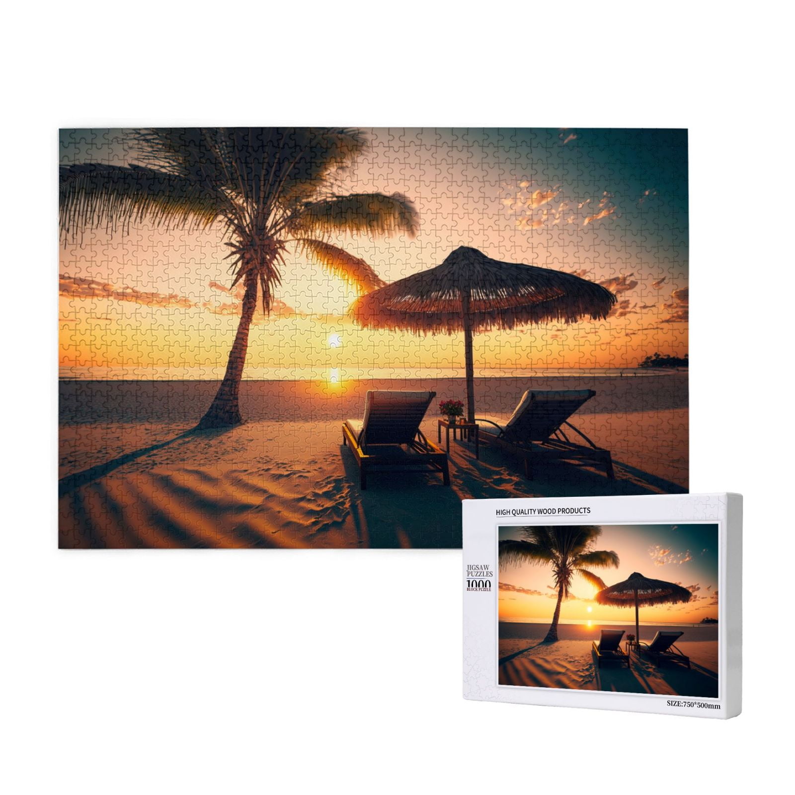 Noikeo Hawaiian Sunset Beach Pattern 1000-Piece Picture Puzzle - Jigsaw ...