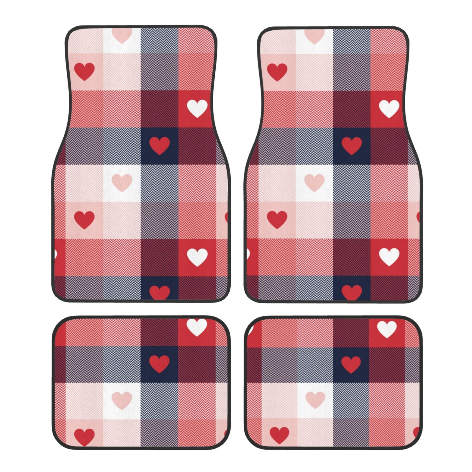 Noikeo Heart Plaid for 4-Piece Floor Mats, Custom Fit Car Mats All ...