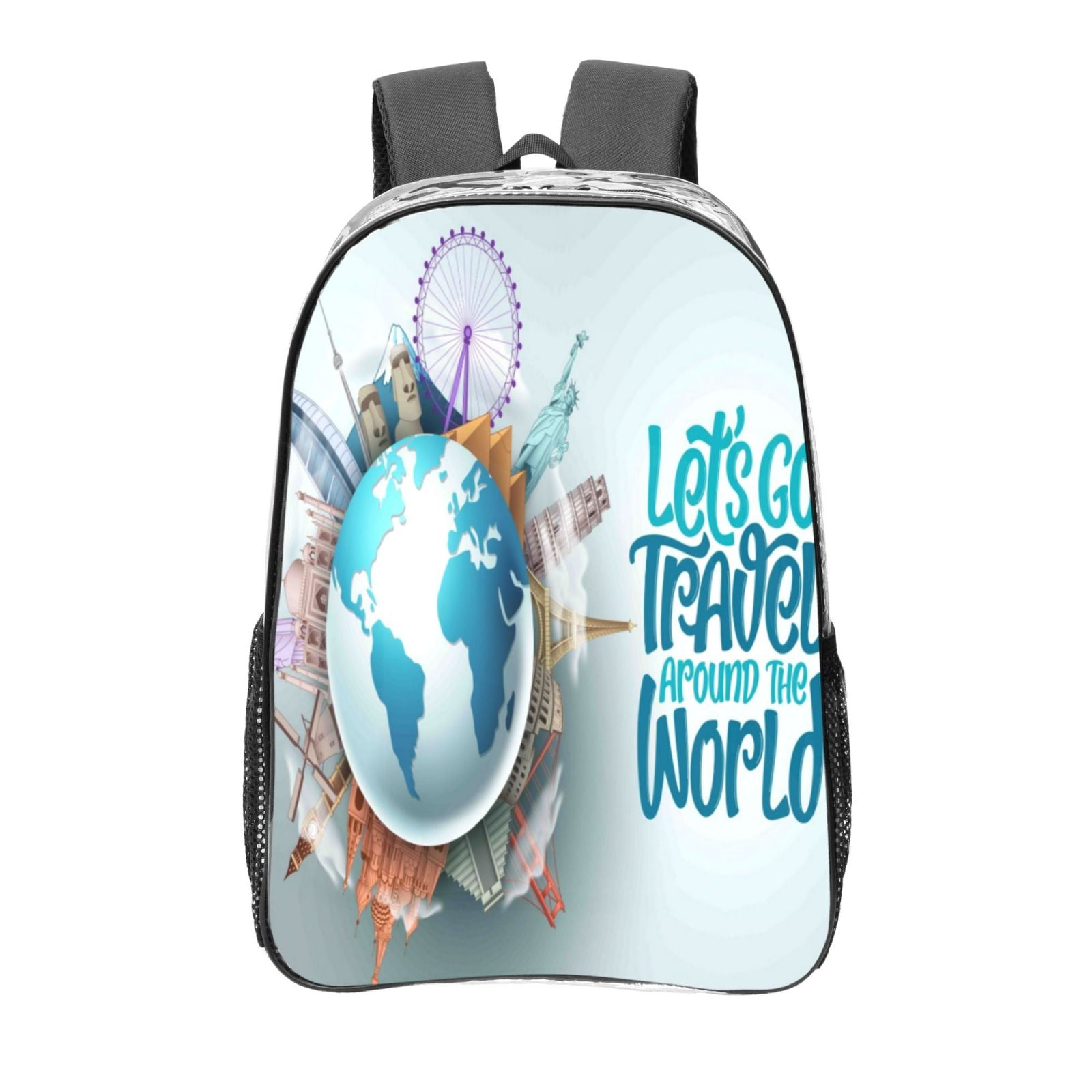 Noikeo Let's go Travel Around the World Print Transparent Bag, Clear ...