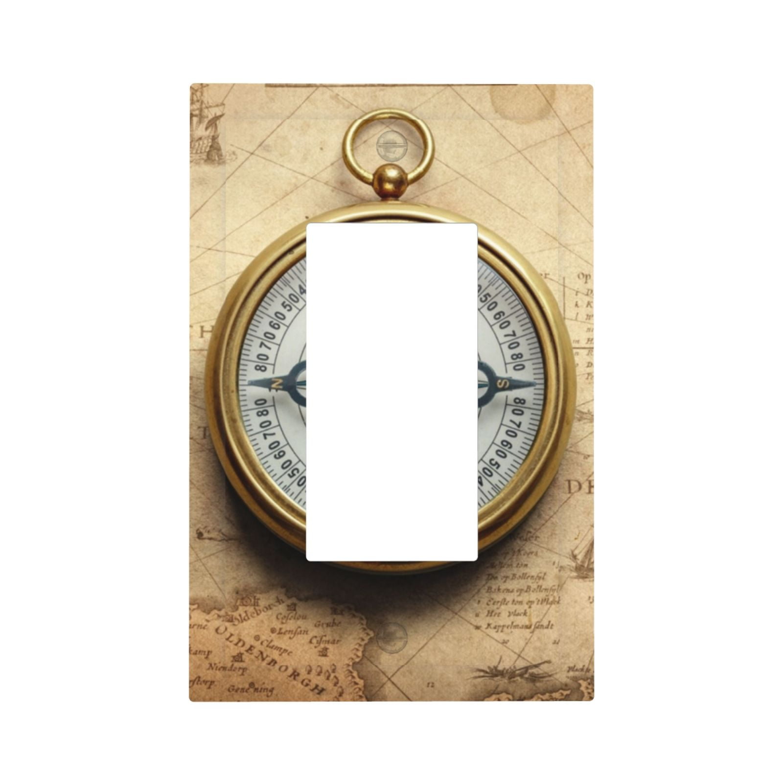 Noikeo Magnetic Old Compass On World Map Pattern Electrical Outlet ...