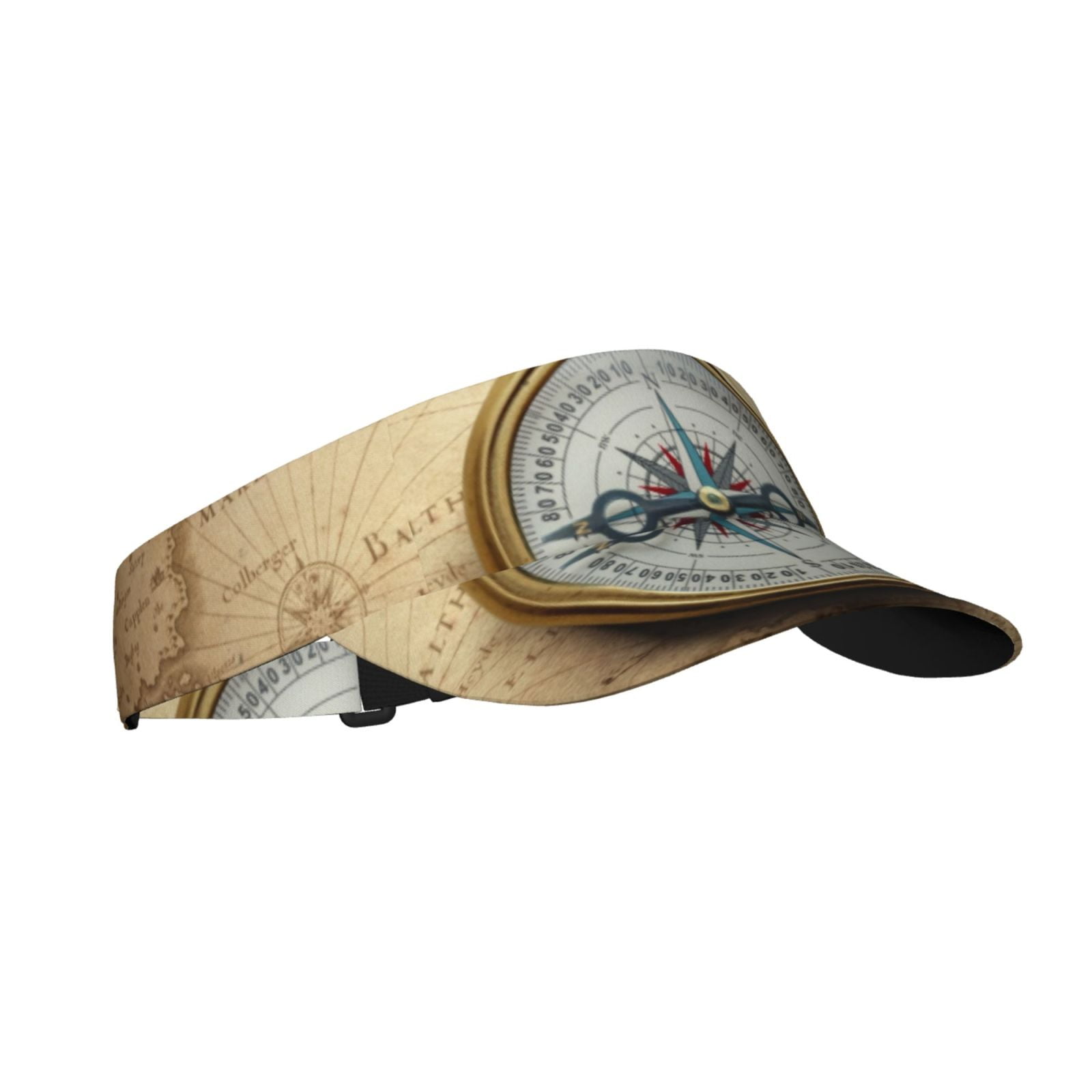 Noikeo Magnetic Old Compass On World Map Pattern Sport Sun Visor Hats,1 ...
