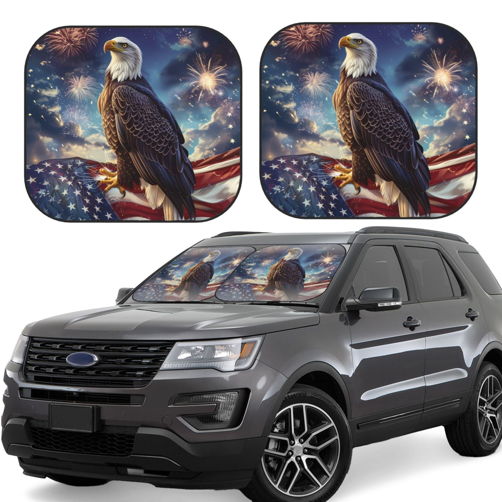 Noikeo Night Sky Bald Eagle for 2-Piece Car Windshield Sun Shade ...