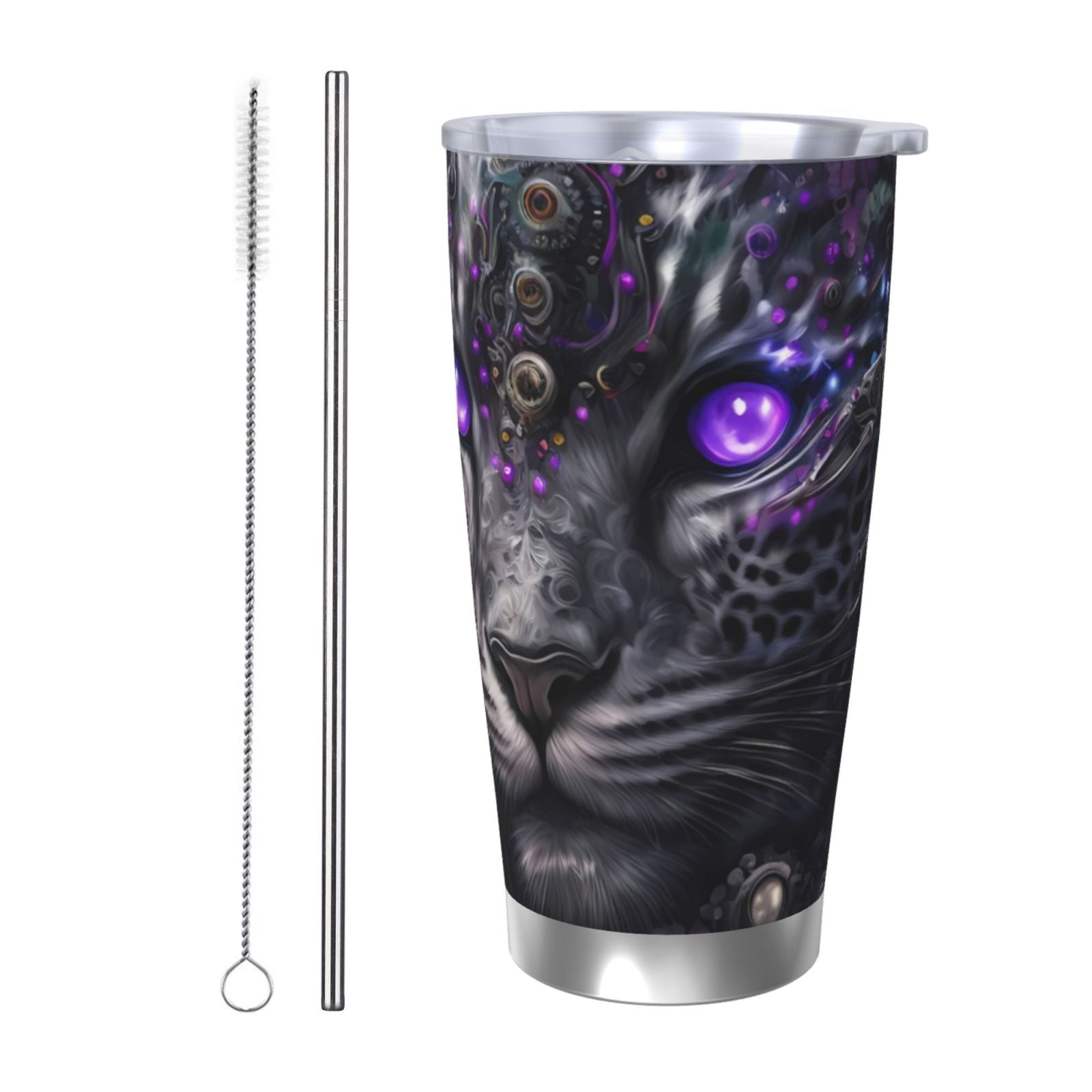 Noikeo Purple-Eyed Floral Leopard for 20oz Travel Coffee Mug,Stainless ...