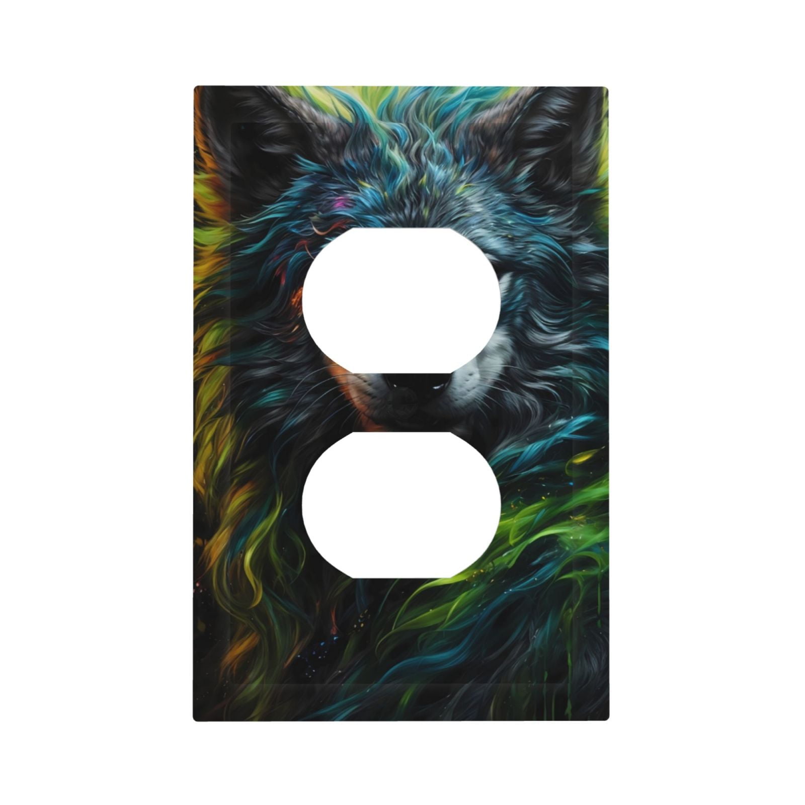 Noikeo Realistic Style Green Fur Wolf Pattern Electrical Outlet Covers ...