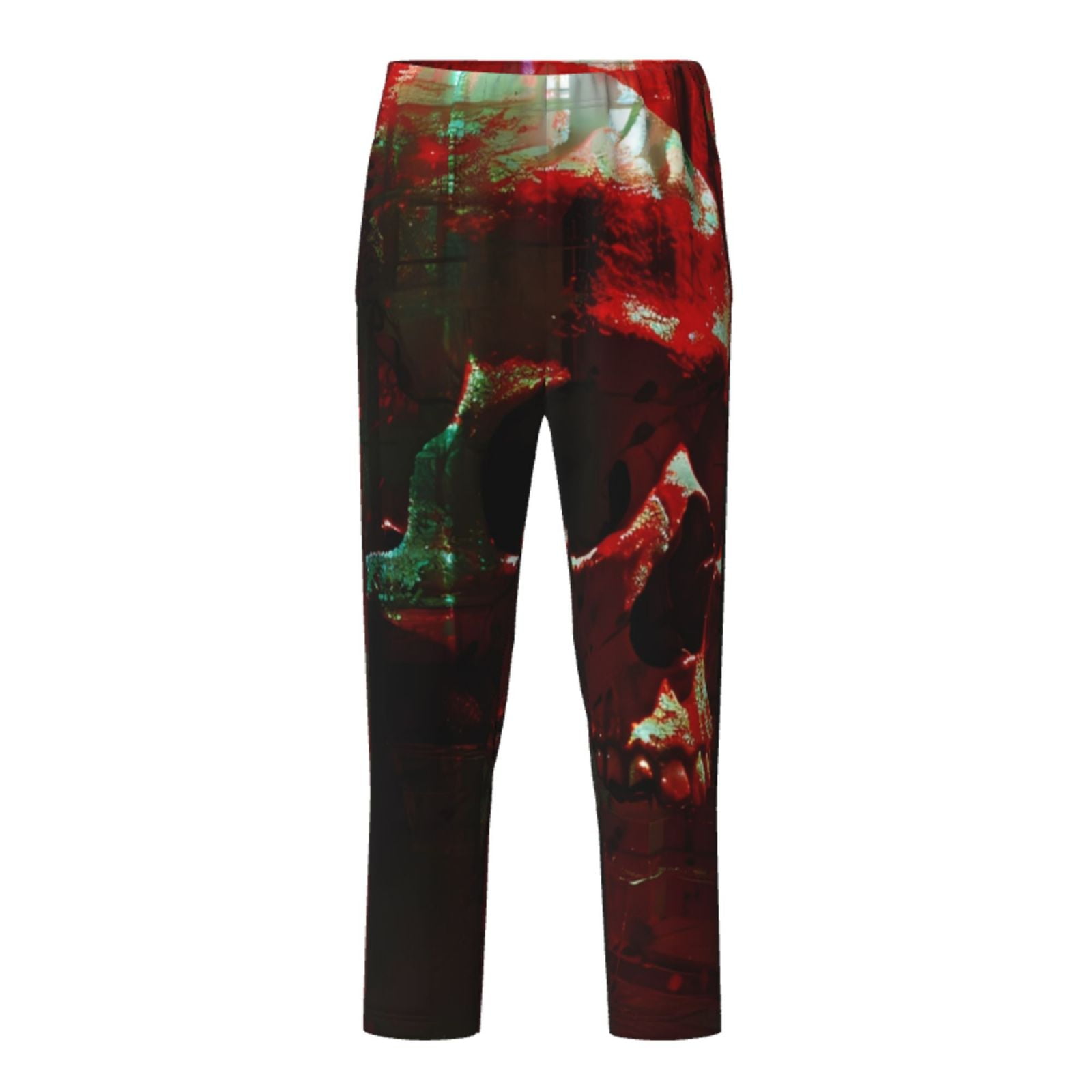 Noikeo Red Dark Skull Abstract Print Soft Pajamas Pants for Boys ...