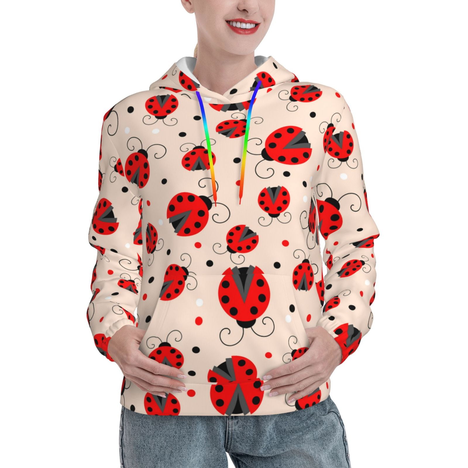 Noikeo Red Ladybug Print Youth Pullover Hoodie Sweatshirts, Aautumn ...
