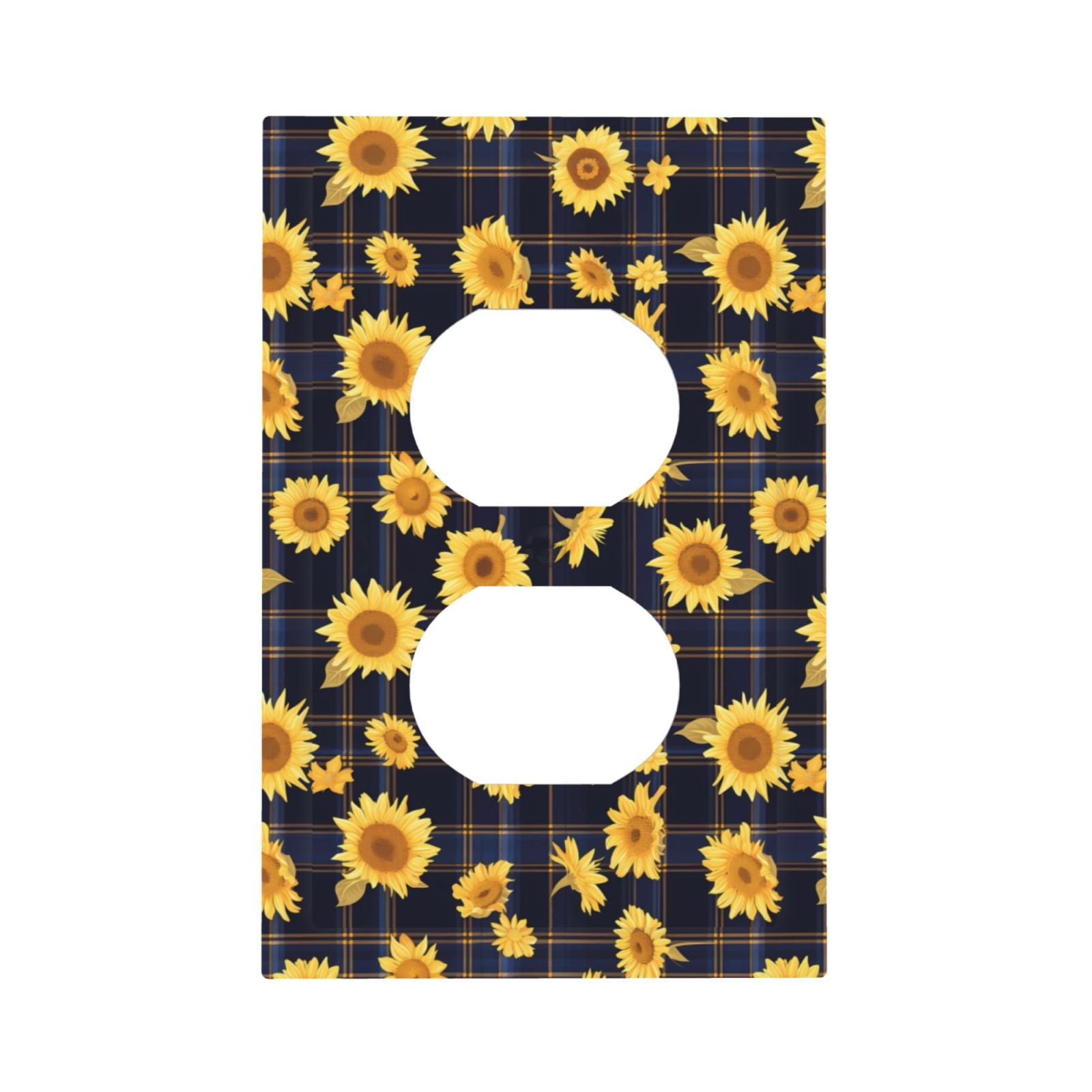 Noikeo Royal Blue Plaid Sunflower Pattern Electrical Outlet Covers ...