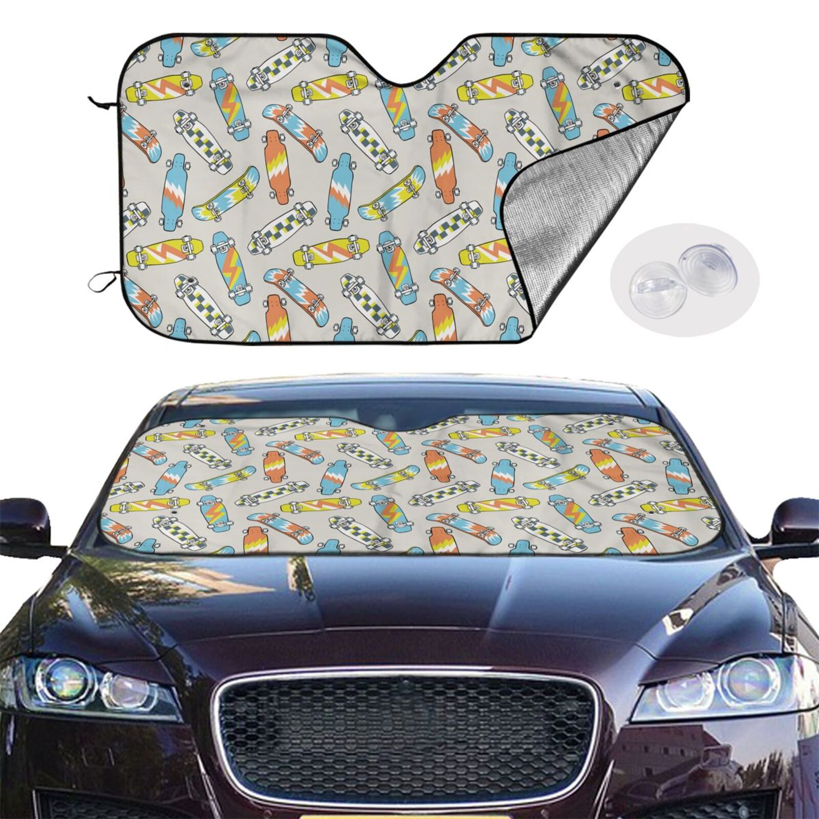 Noikeo Skateboard for 1-Piece Windshield Sun Shade,Windshield Sunshade ...