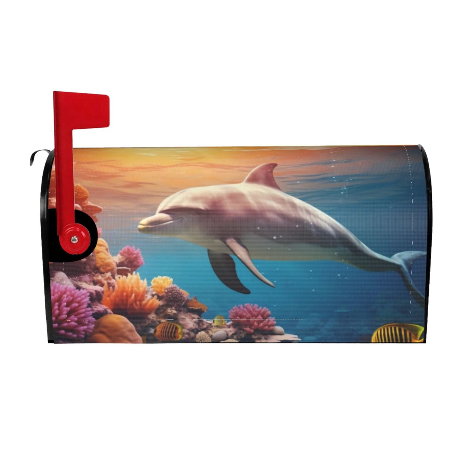 Noikeo Underwater Plant Dolphin Print Post Box Cover Magnetic Mailbox ...