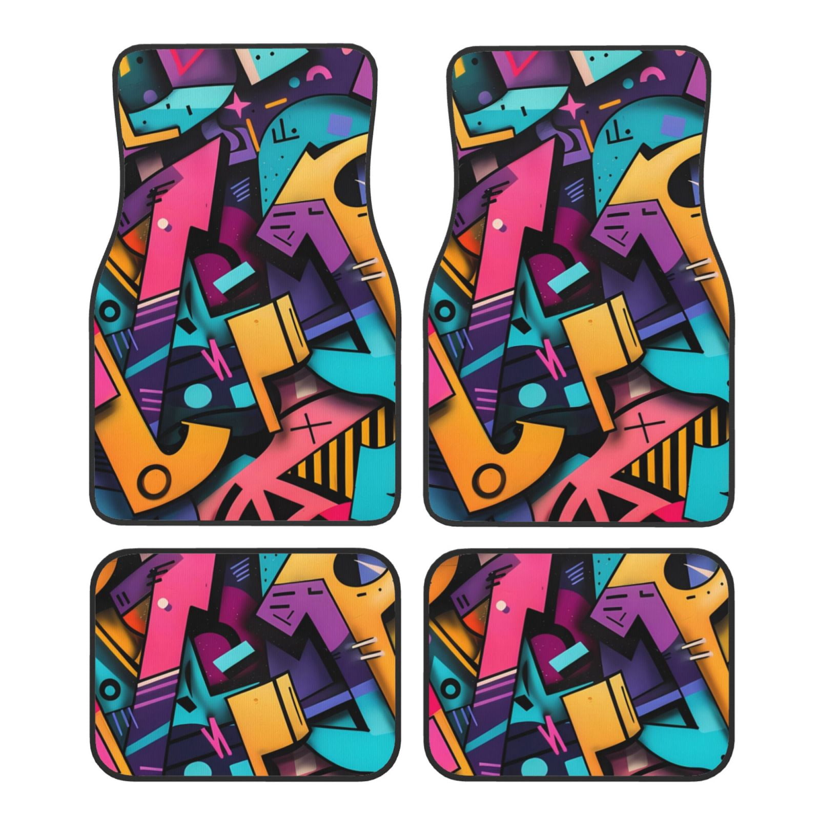 Noikeo Vibrant Graffiti Urban Art for 4-Piece Floor Mats, Custom Fit ...