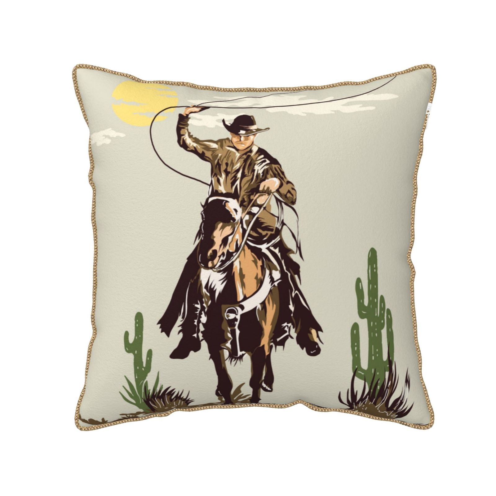 Noikeo Vintage Cowboy Riding Horse Pattern Velvet Pillow Covers ...