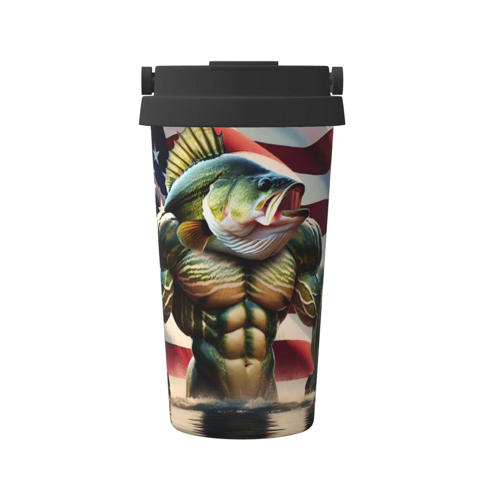 Noikeo giant bass with big muscles Pattern Carry Insulated Coffee Mug ...