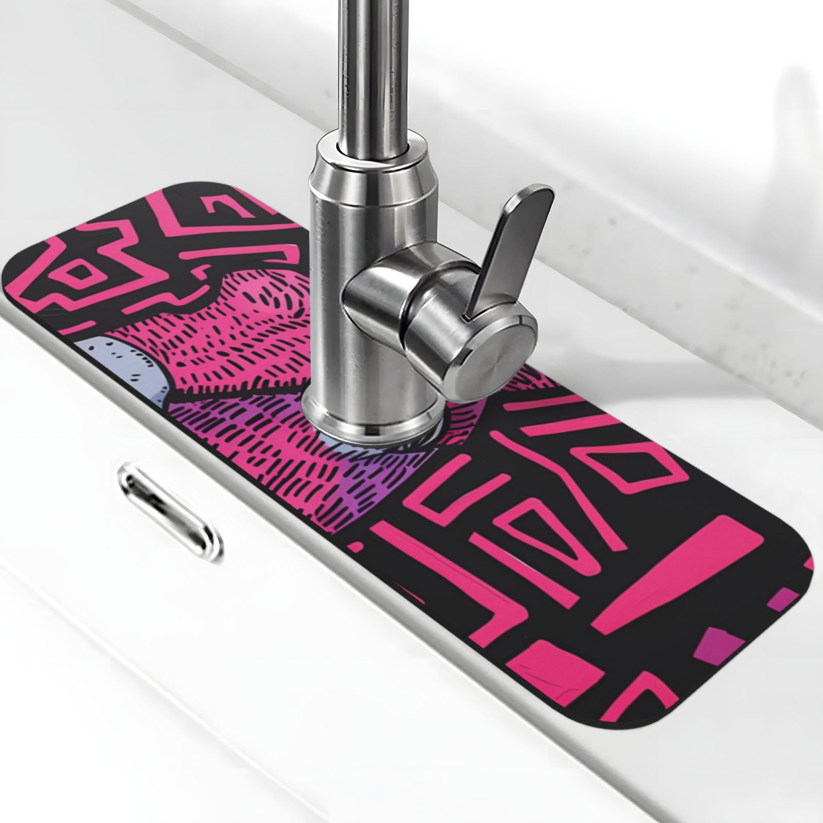 Noikeo ink Donkey Pop Art For Faucet Mat for Kitchen Sink, Sink Water ...