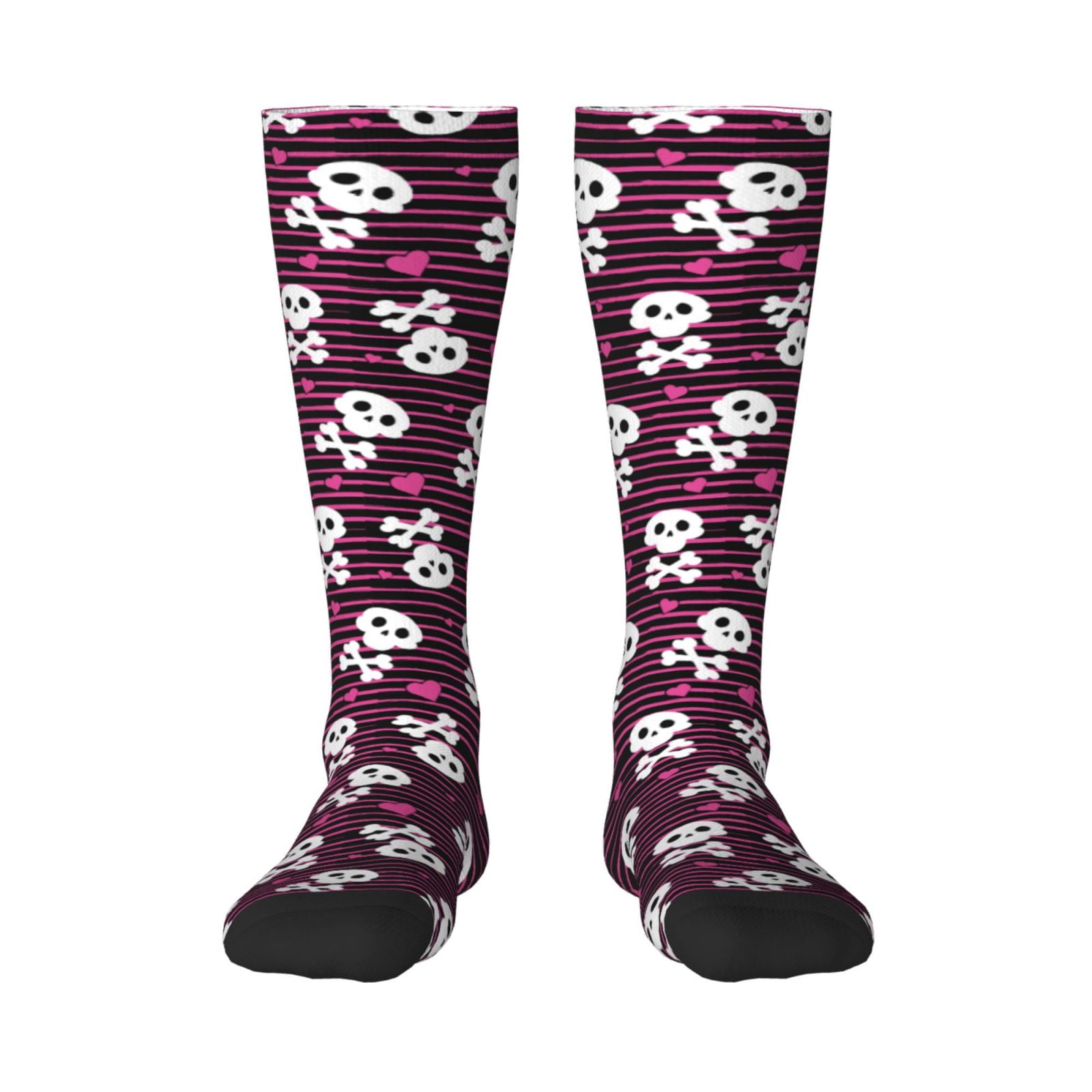 Noikeo skull with hearts Pattern Unisex Athletic Performance Crew Socks ...