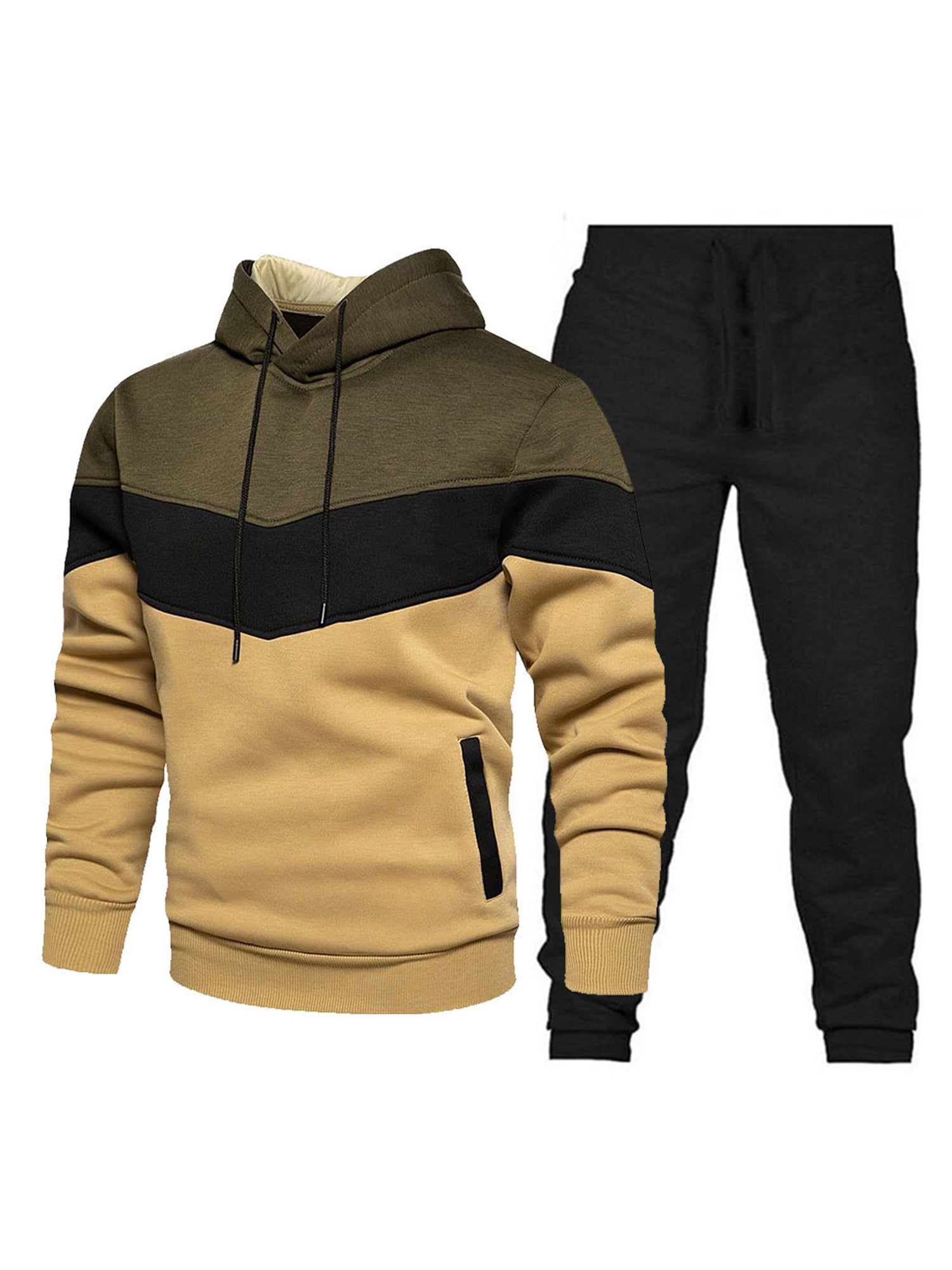 Noilla Men Sweatsuit Long Sleeve 2 Piece Outfits Hooded Tracksuit Set ...