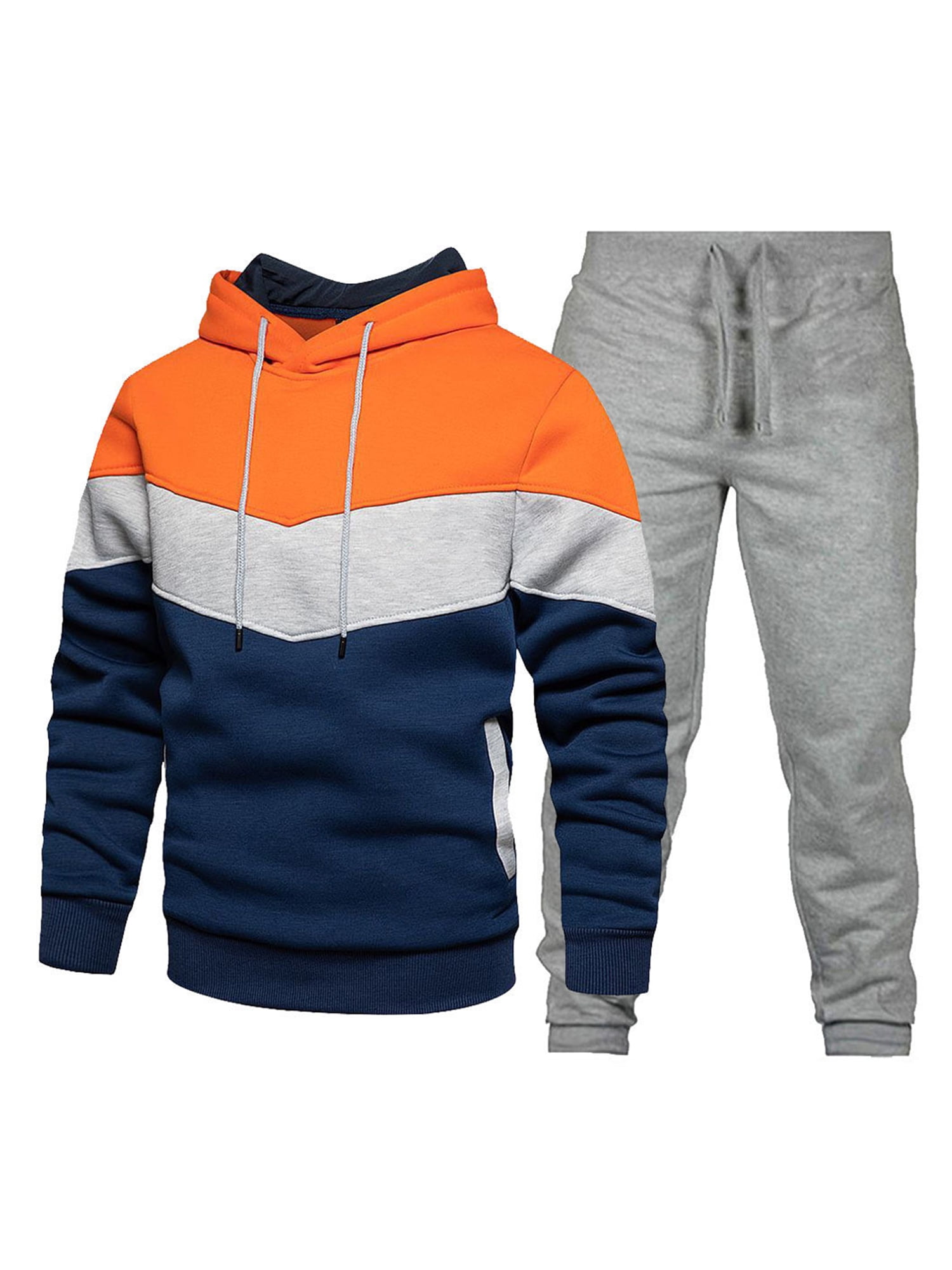 Noilla Men Sweatsuit Long Sleeve 2 Piece Outfits Hooded Tracksuit Set ...