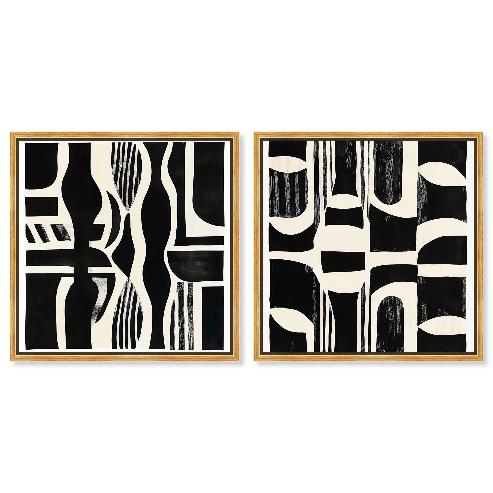 Noir Patterns Set Canvas Set of 2 Wall Decor Sets by Art Remedy, Gold ...
