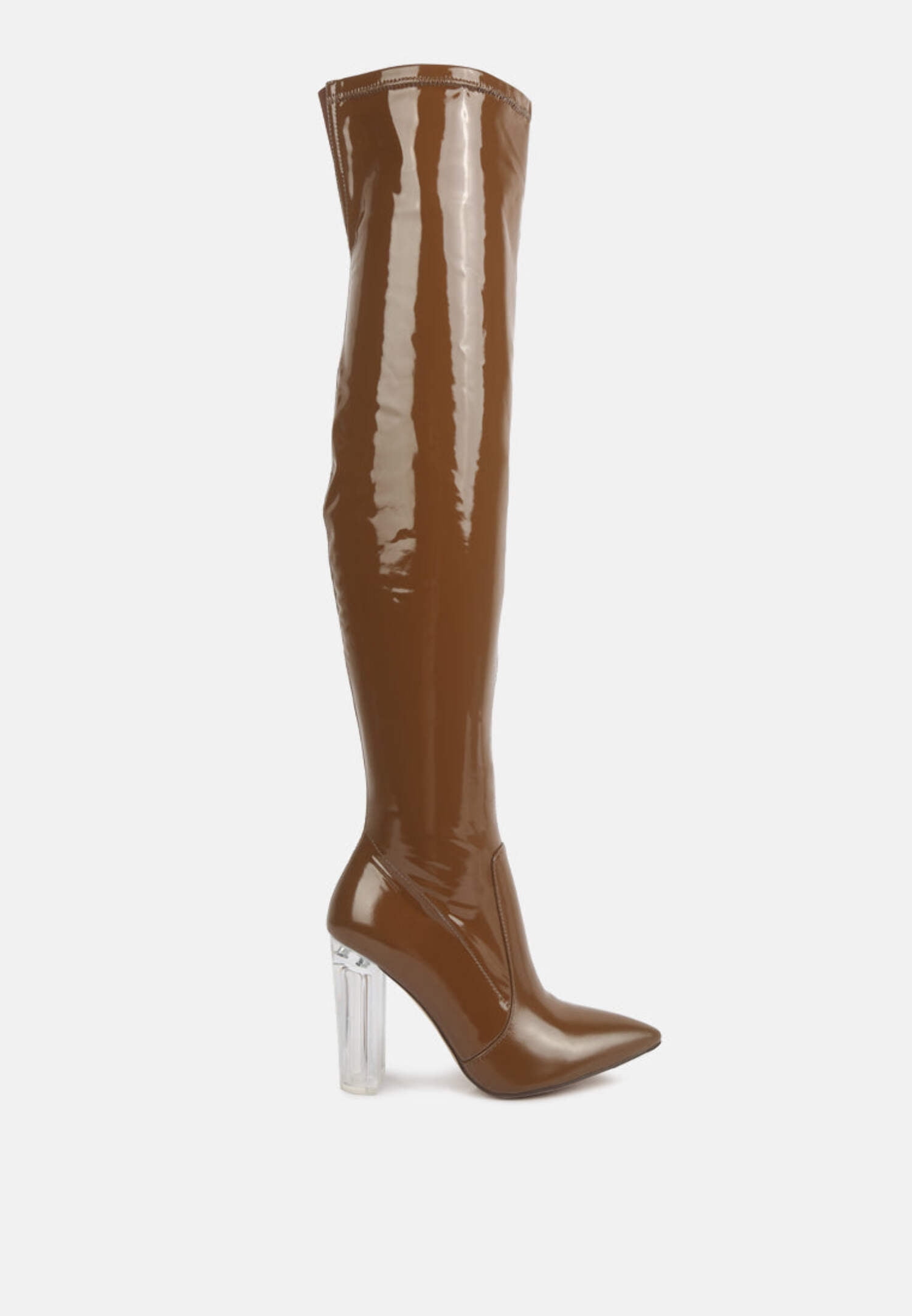 Noire Thigh High Long Boots In Patent Pu - Walmart.com