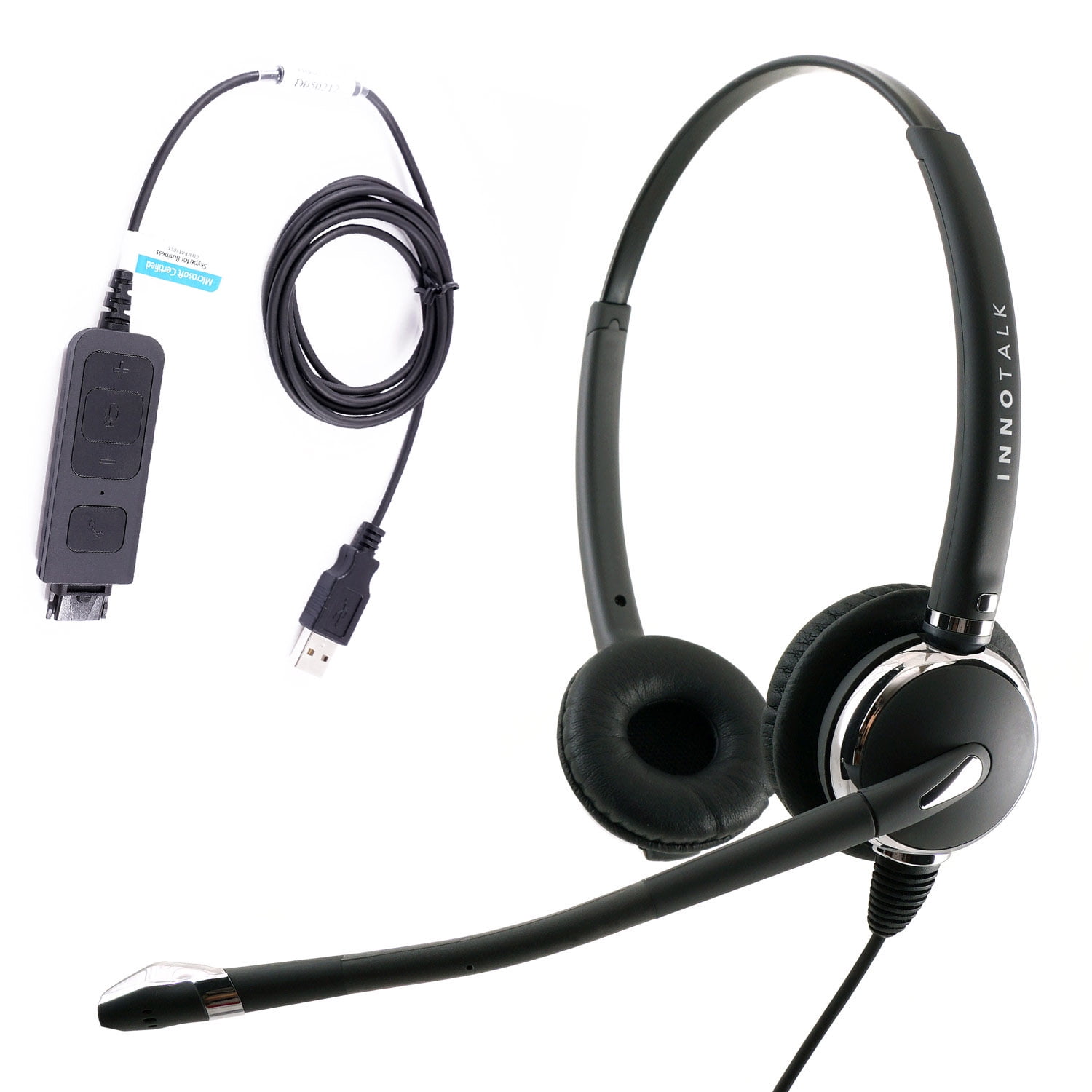Innotalk Noise Canceling USB Headset, Plug N Play, Volume and Call ...