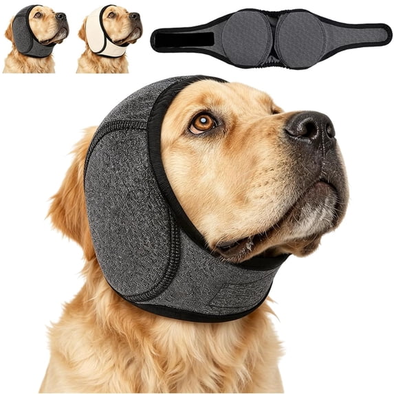 Noise Cancelling Ear Wrap for Dogs, Dog No Shake Ear Muffs Noise ...