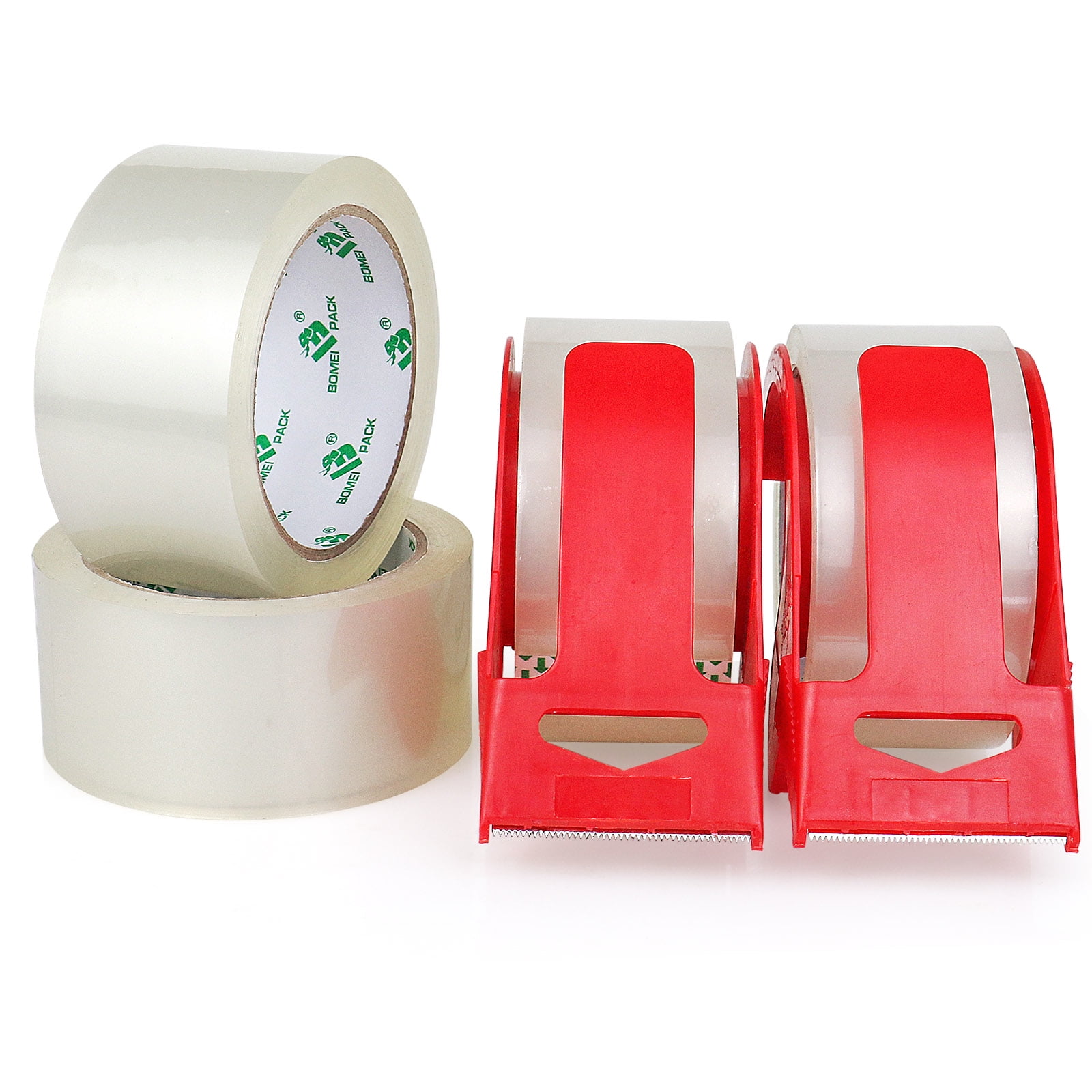 No Noise Clear Packing Tape with DIspenser, 4 Pack Quiet Packaging Tape ...