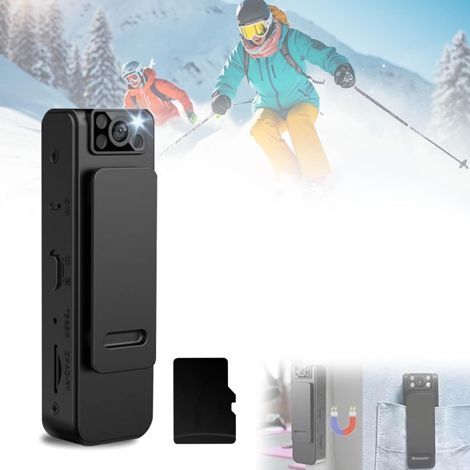 Noise Reduction Camera, Sports Camera, Portable Back Clip Night Vision ...