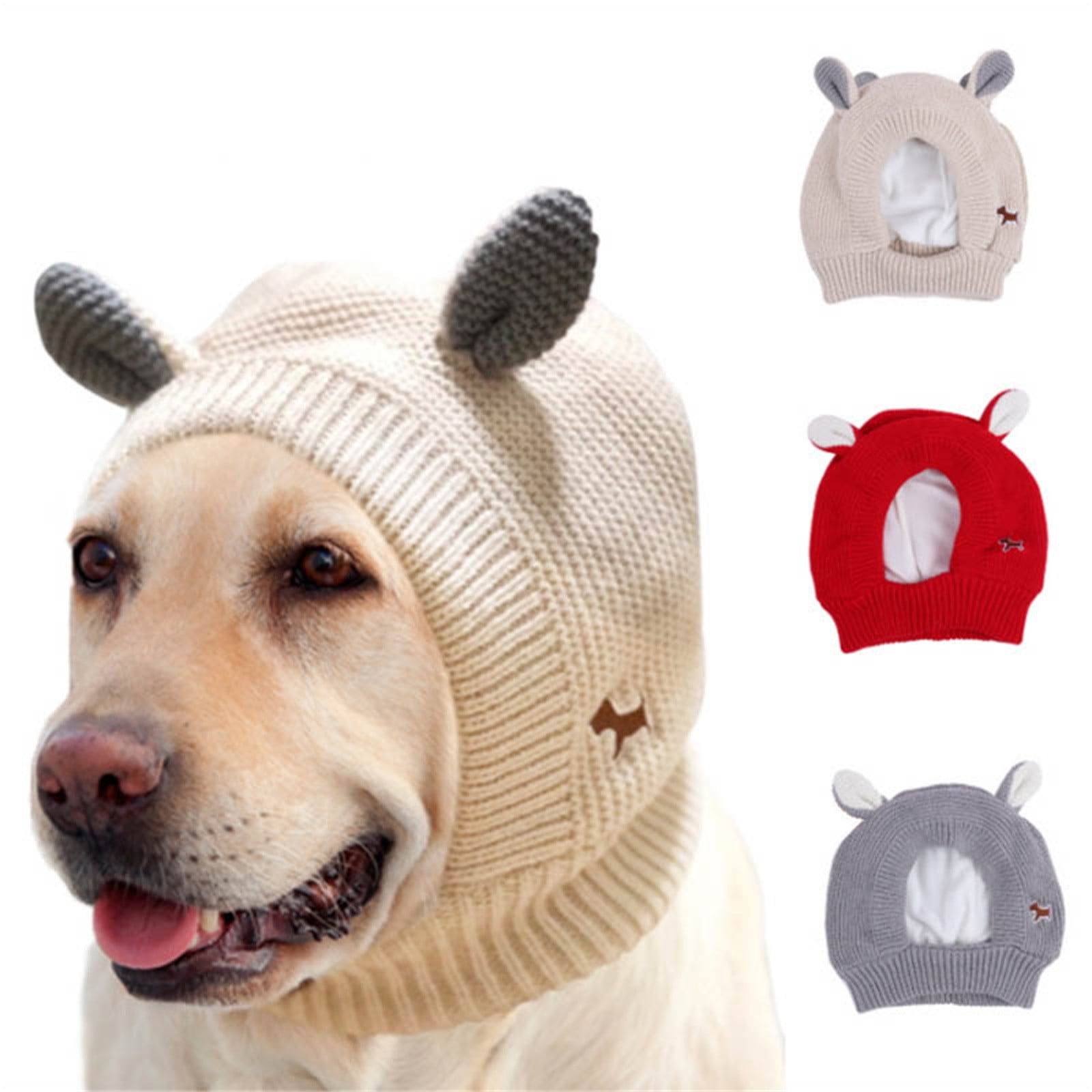 Noise Reduction Dog Ear Muffs,Winter Pet Hood,Soft Knitted Fabric,Ear ...