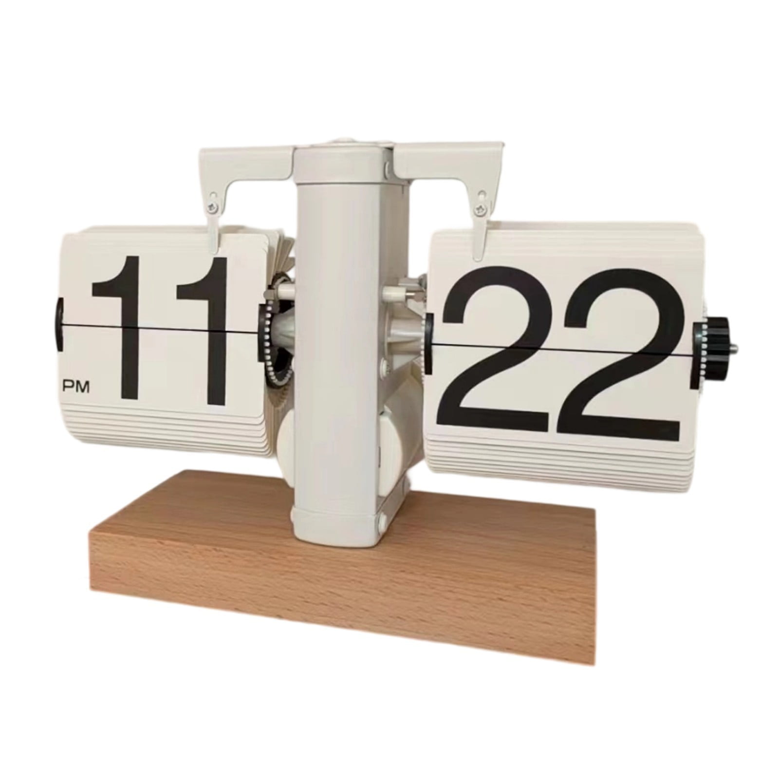 Noiseless Wooden Automatic Flipped Clock Large Clear Numbers Nonslip ...