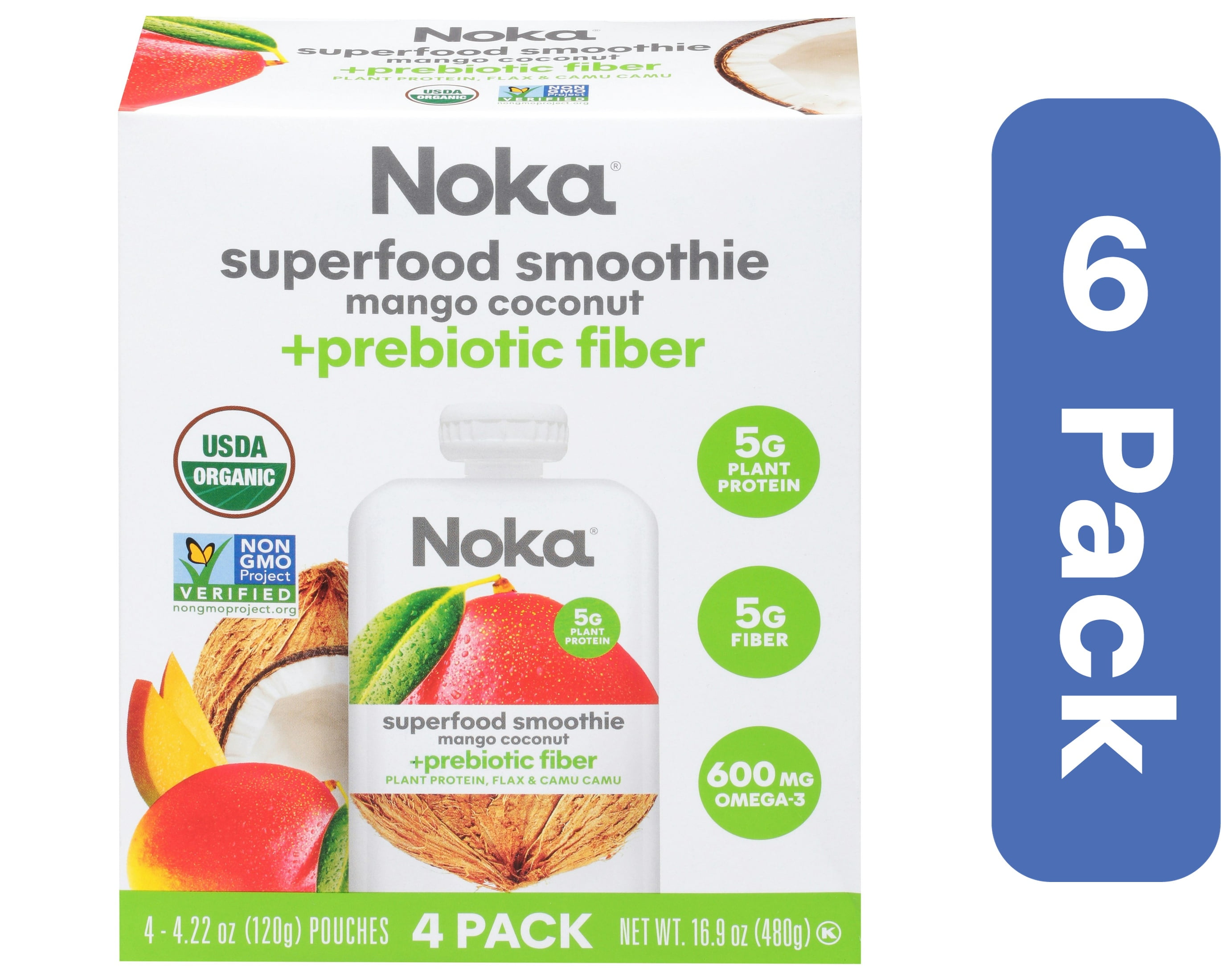 Noka Mango Coconut Smoothie 4-Pack 16.9 oz (Pack of 6) - Walmart.com