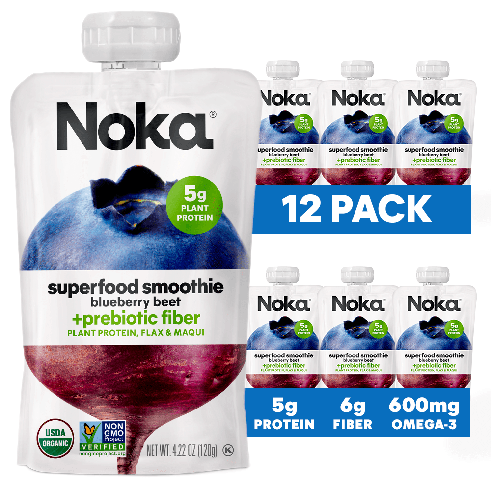 Noka Organic Blueberry Beet Smoothie, 4.22 oz Fruit Pouches, 12 Count ...