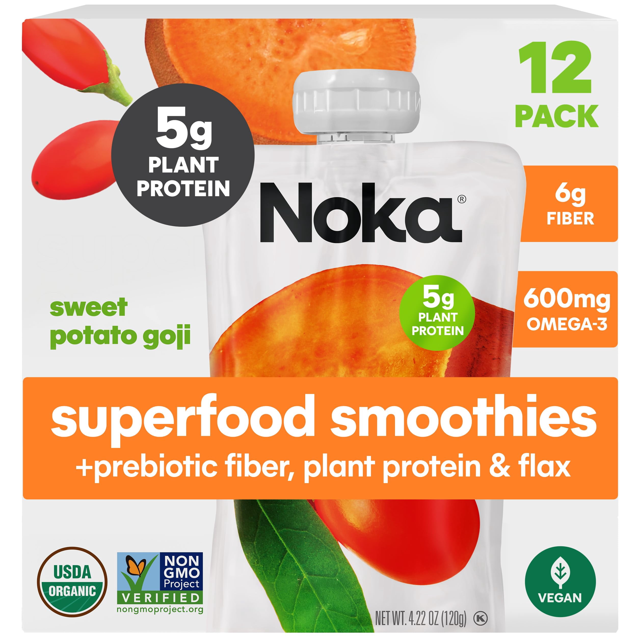 Noka Superfood Fruit AJH3 Smoothie Pouches, Sweet Potato Goji, Snacks ...
