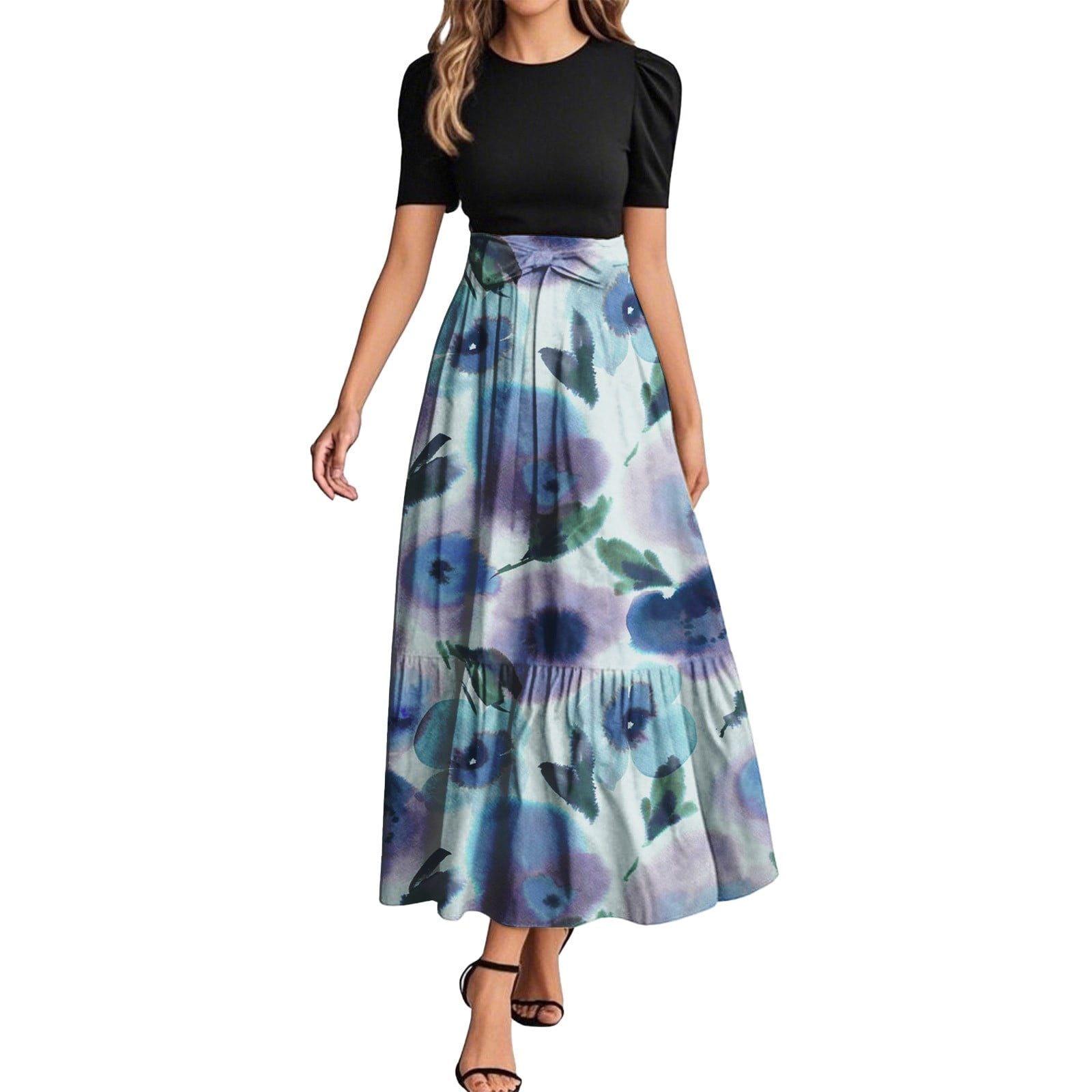 Nokdvo Dresses for Women 2025 Short Sleeve Work Teacher Dress Floral ...