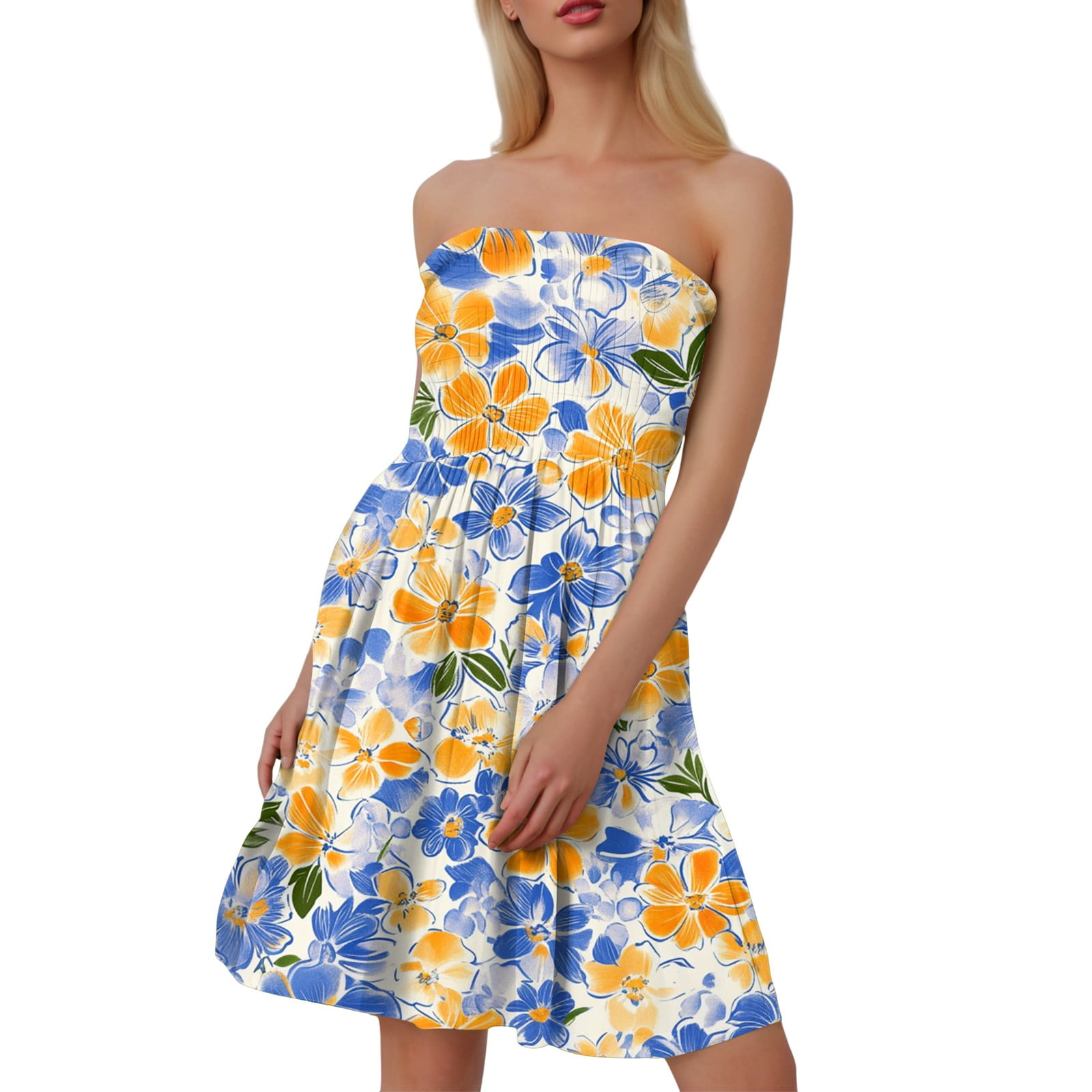 Nokdvo Elegant Dresses for Women 2025 Loose Beach Strapless Dress ...