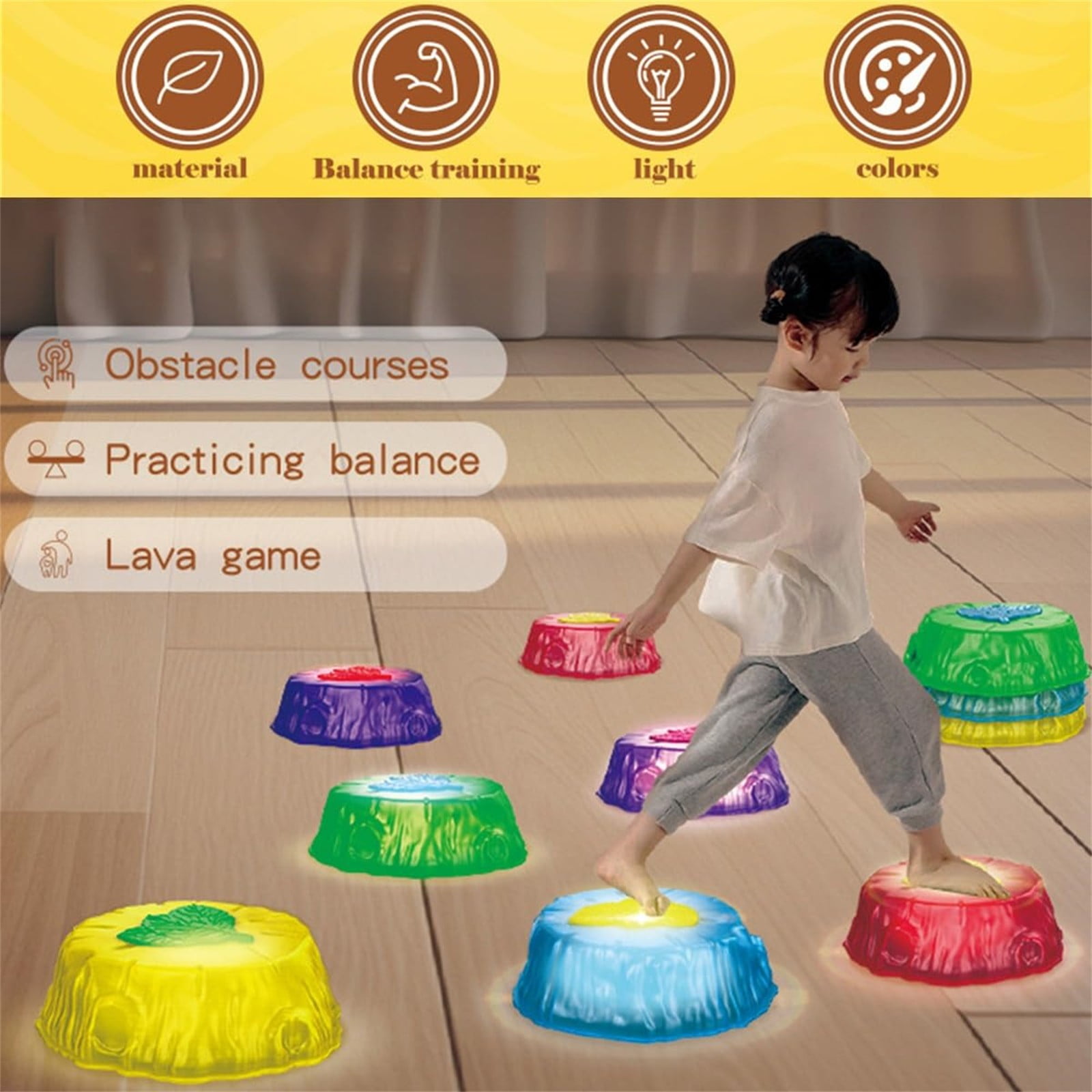 Nokdvo Light Up Balance Stepping Stones for Kids-Outdoor Stepping ...