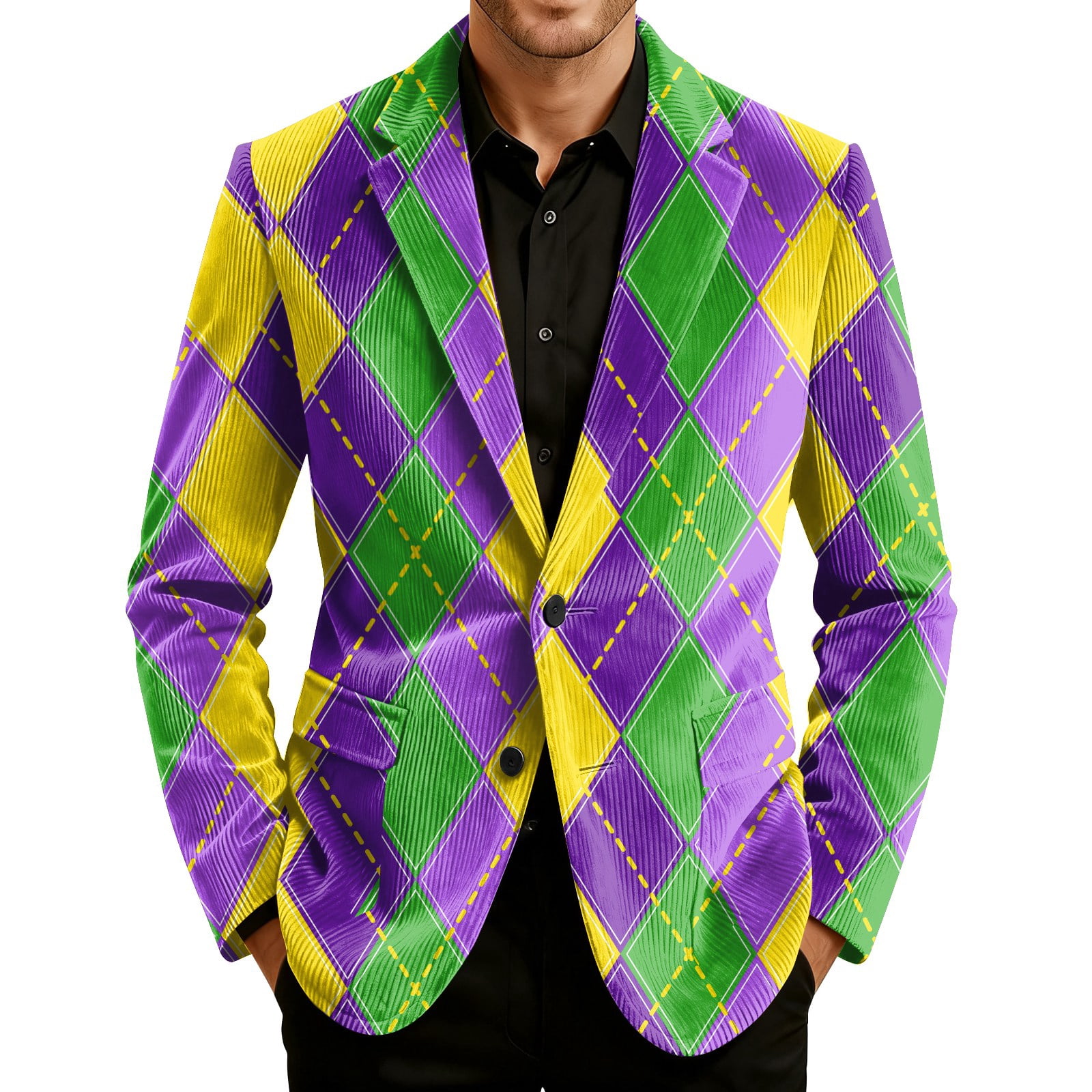 Nokdvo Men's Carnival Blazer Corduroy Two Button Blazer Carnival ...