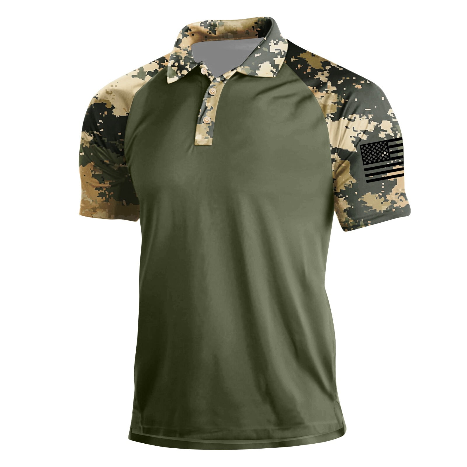 Nokdvo Military Polo Shirt for Men American Flag Graphic Short Sleeves ...