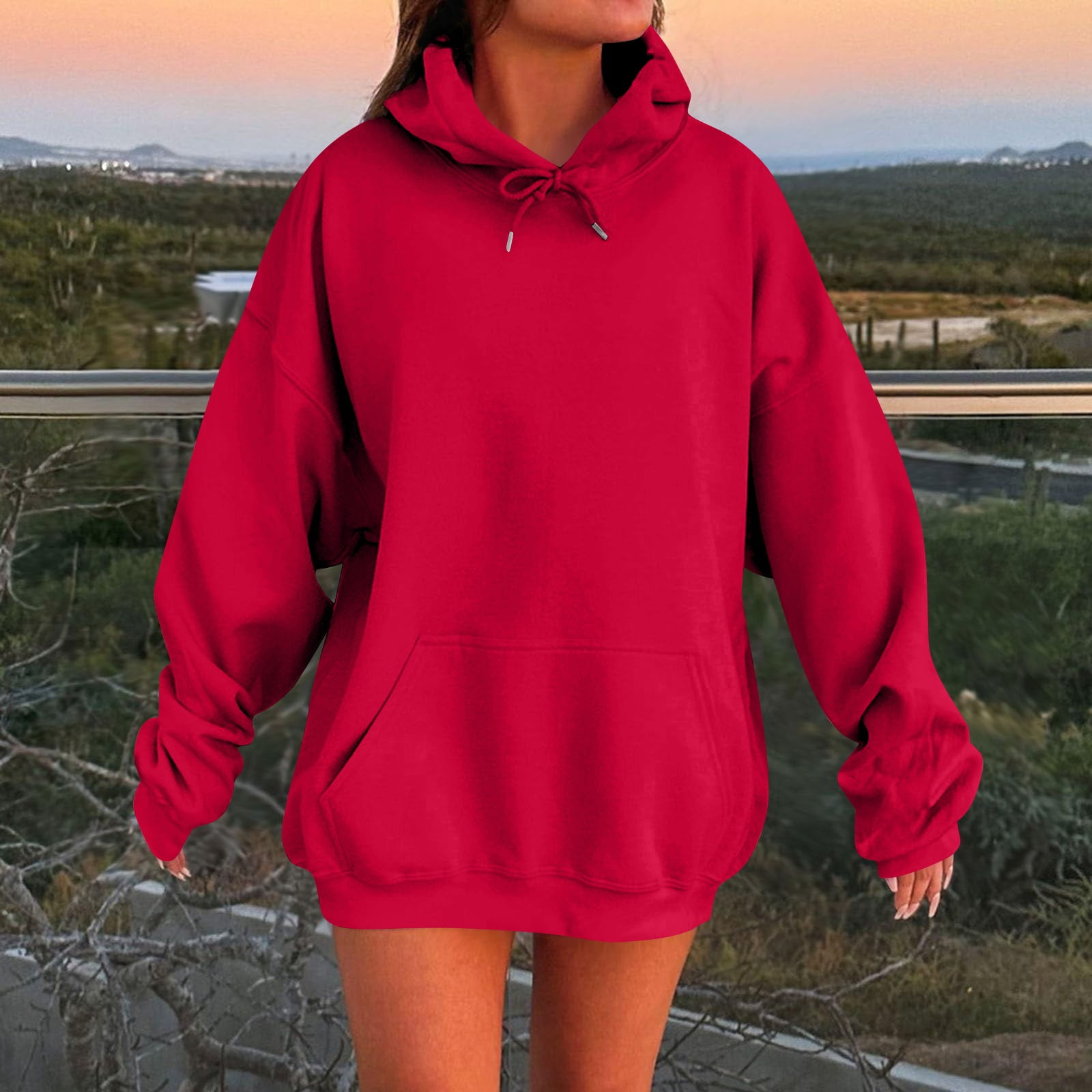 Nokdvo Oversized Sweatshirt for Women Hooded Long Sleeve Hoodie Solid ...